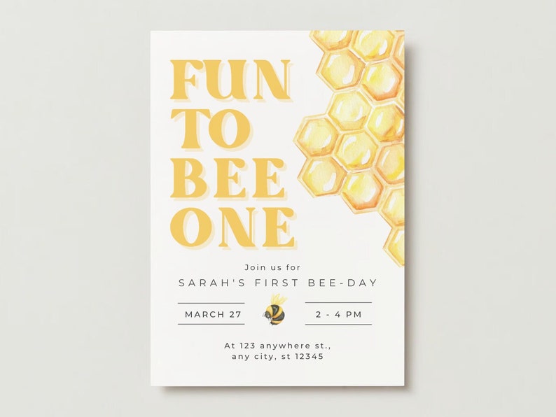 Fun to Bee One Invitation - Etsy