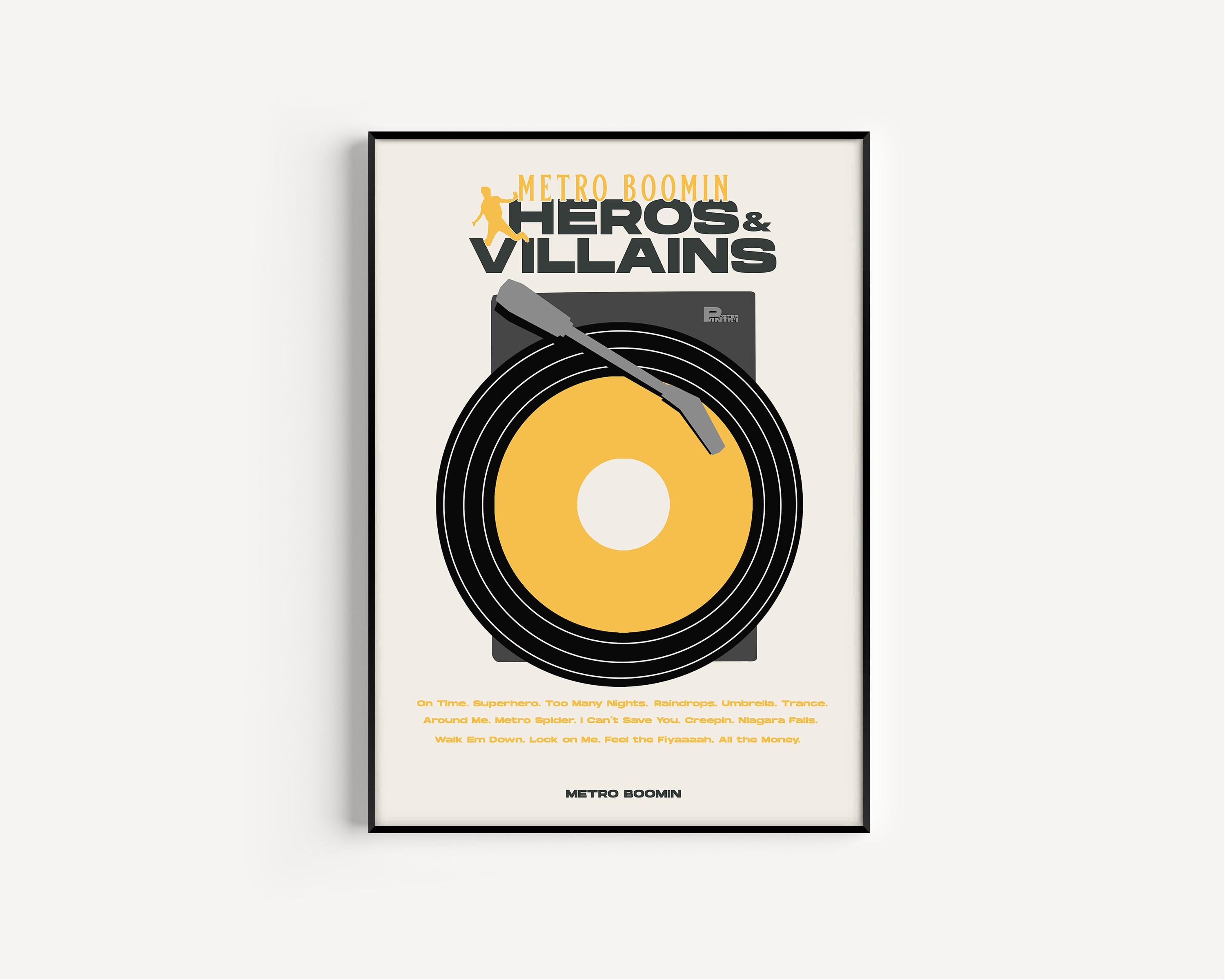 Heros & Villains Metro Boomin Album Poster Print Vintage Retro ...