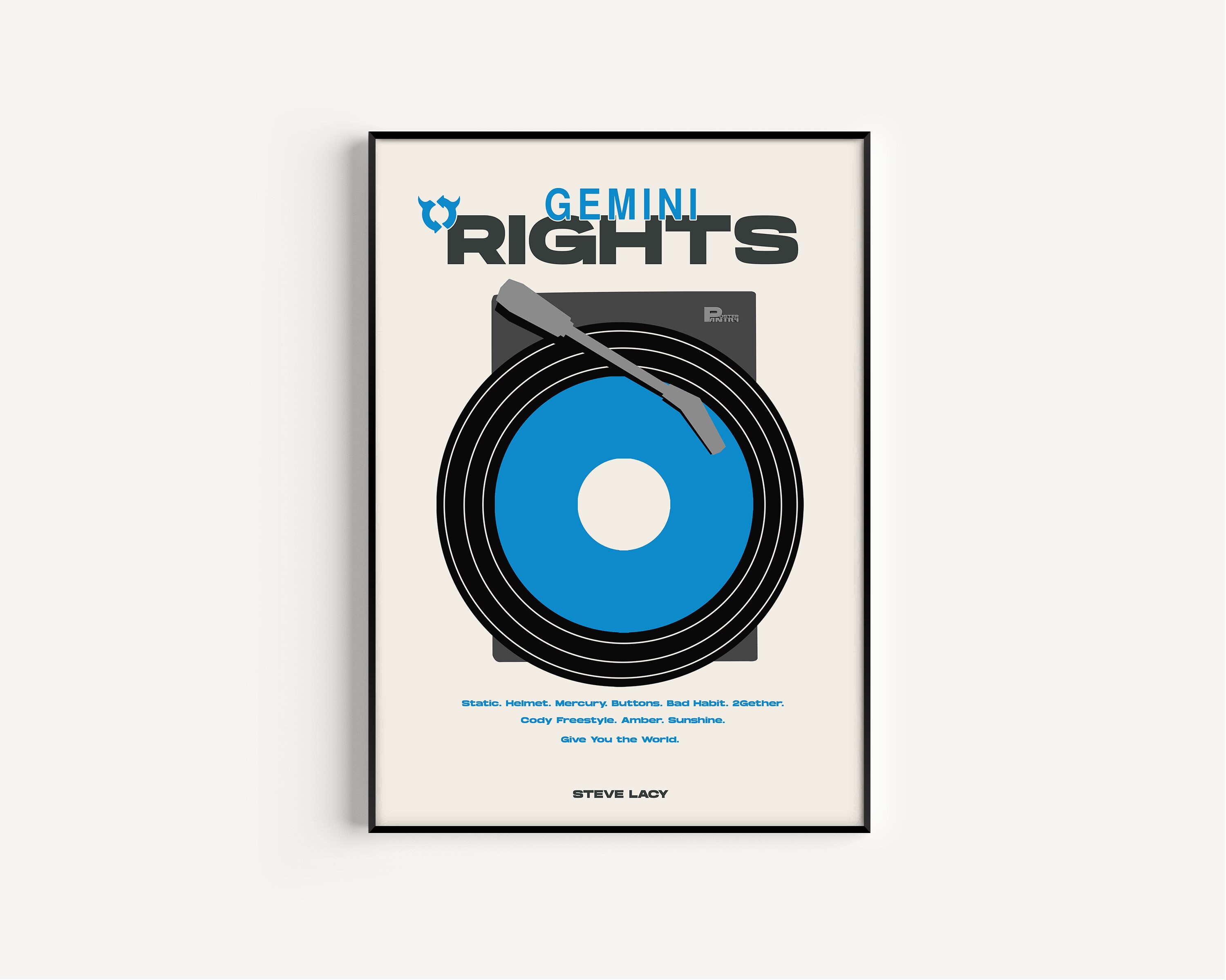 Gemini Rights Steve Lacy Album Poster Print Vintage Retro Minimalistic ...