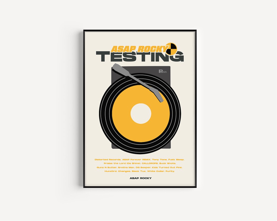 Testing Asap Rocky Vinyl Album Poster Print Vintage Retro Minimalistic ...