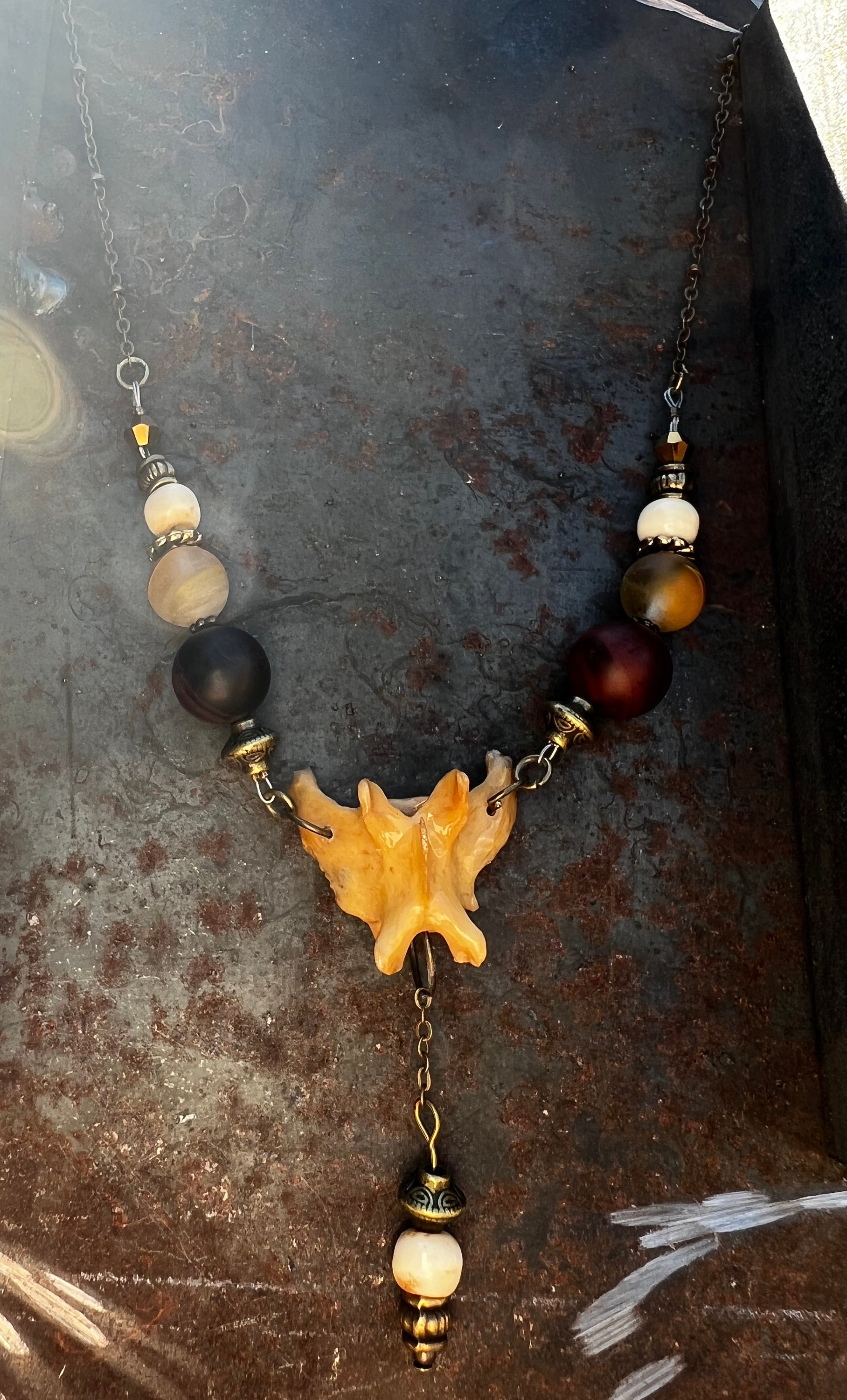 Ethically Sourced Animal Small Animal Vertebrae Necklace With Buffalo ...
