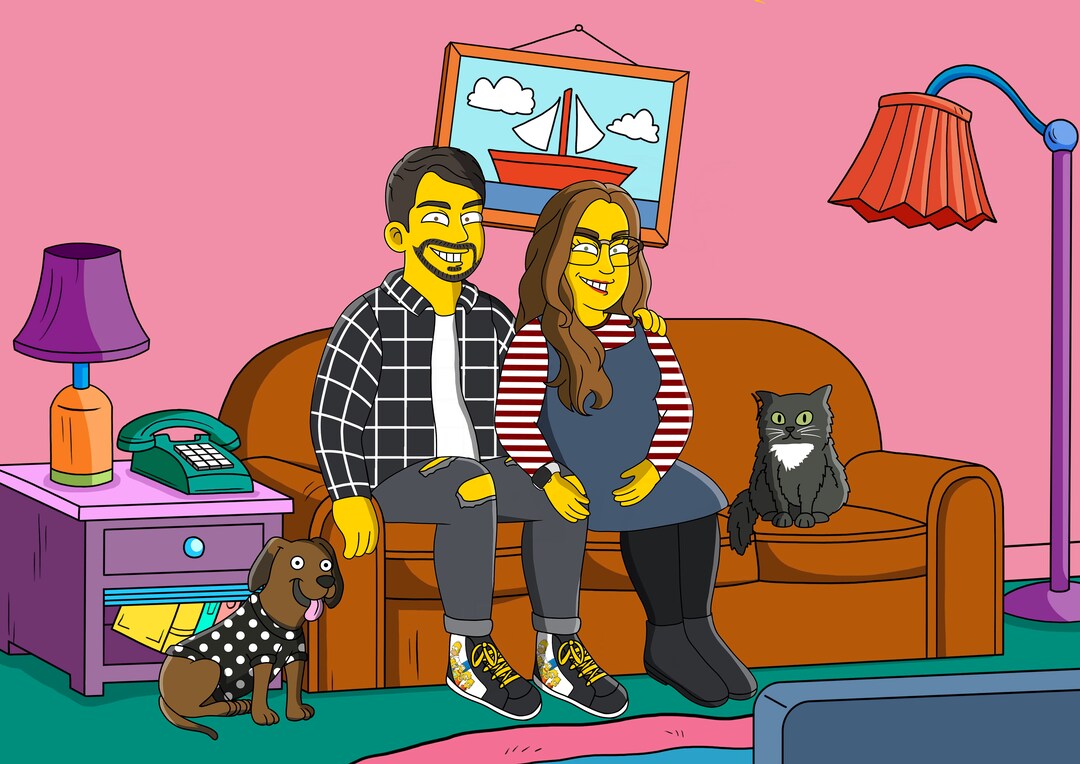 Custom Simpsons Caricature, Custom Family Cartoon Portrait, Custom ...