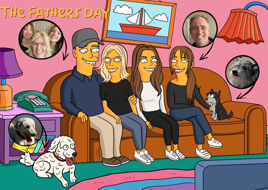 Simpsons Family Portrait - Fathers Day Gift - Cartoon Couple Portrait ...