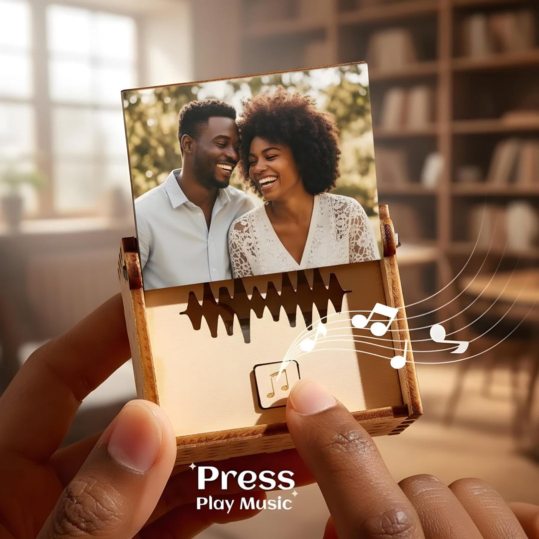 Personalized Wooden Music Box: Custom Photo, Song & Voice Recording ...