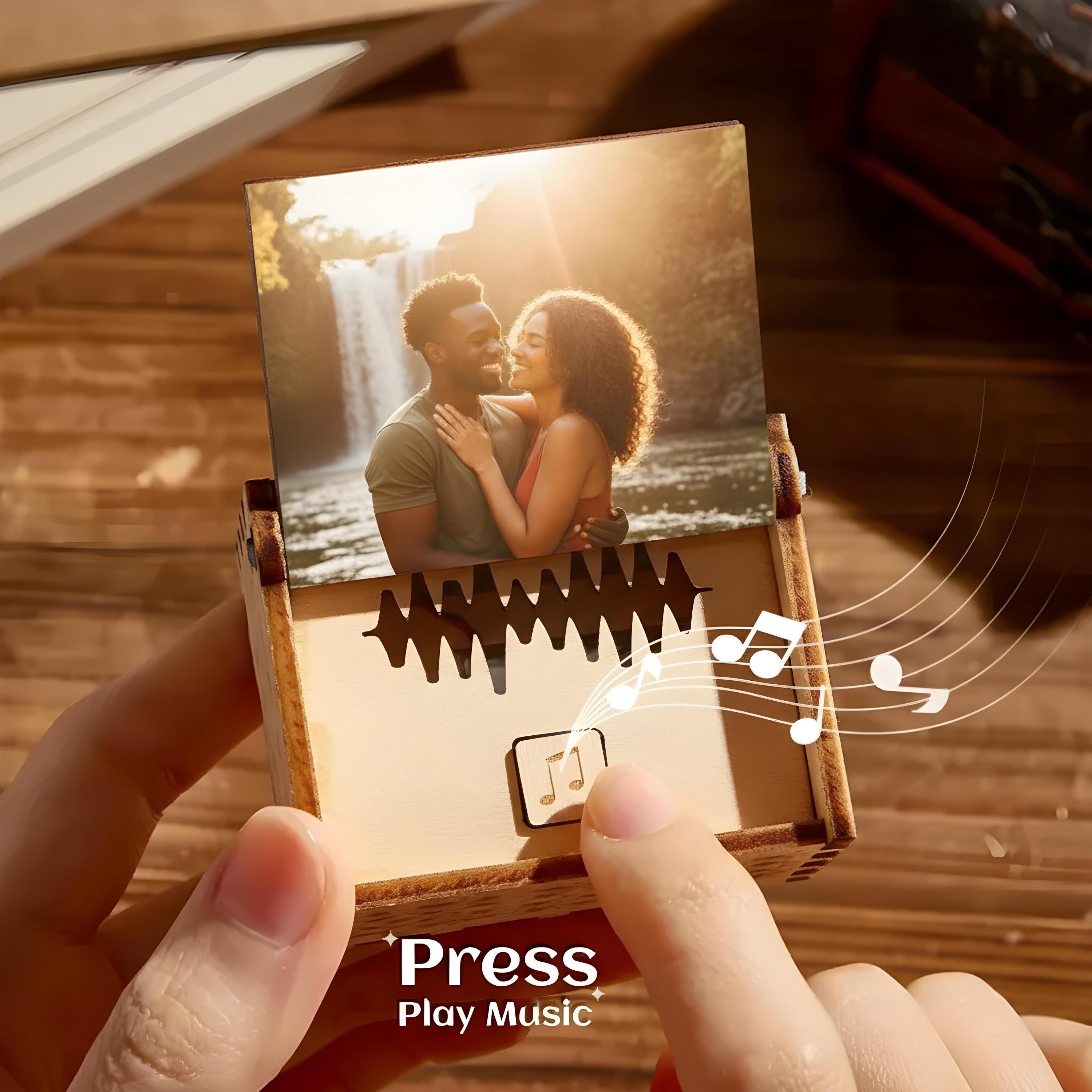 Personalized Wooden Music Box: Custom Photo, Song & Voice Recording - Etsy