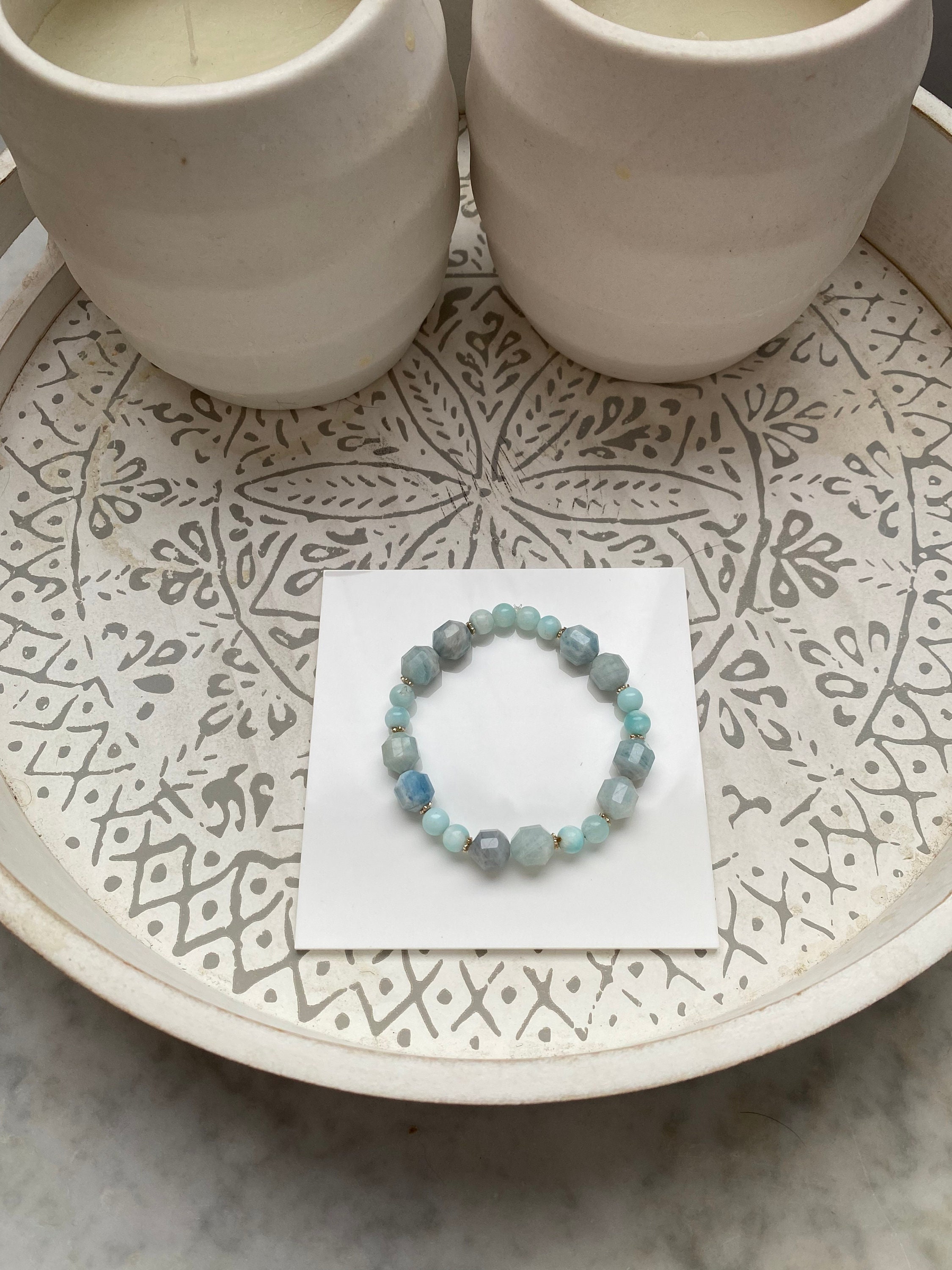 Larimar Bracelet Larimar Hemimorphite Hemimorphite Bracelet Natural Aquamarine Bracelet Healing ...