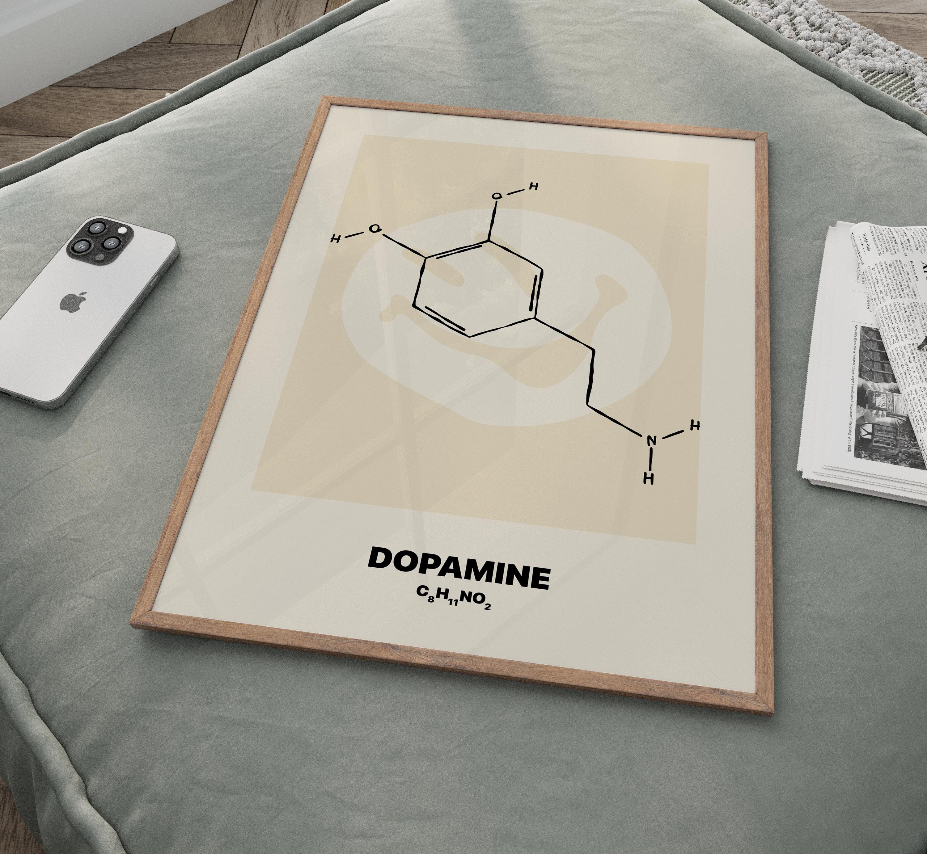 Dopamine Poster Printable Molecule Illustration, Smile Wall Art, Smile ...