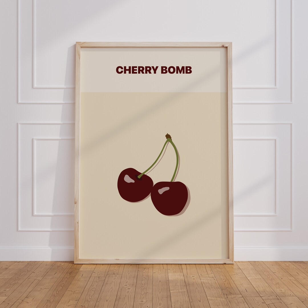 Fruit Market Print: Cherry Bomb Printable Cherry Illustration Gift Idea ...