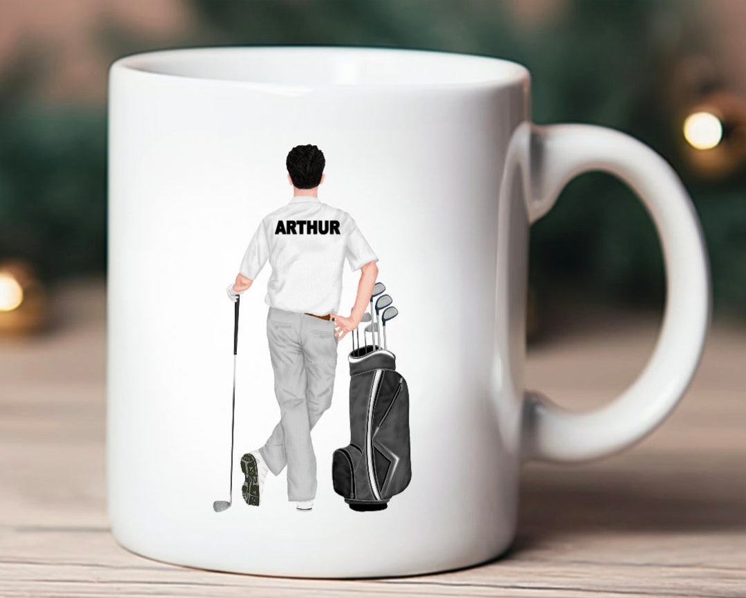 Personalised Golf Man Ceramic Mug, Golfer Custom Coffee Cup, Golf Clubs ...
