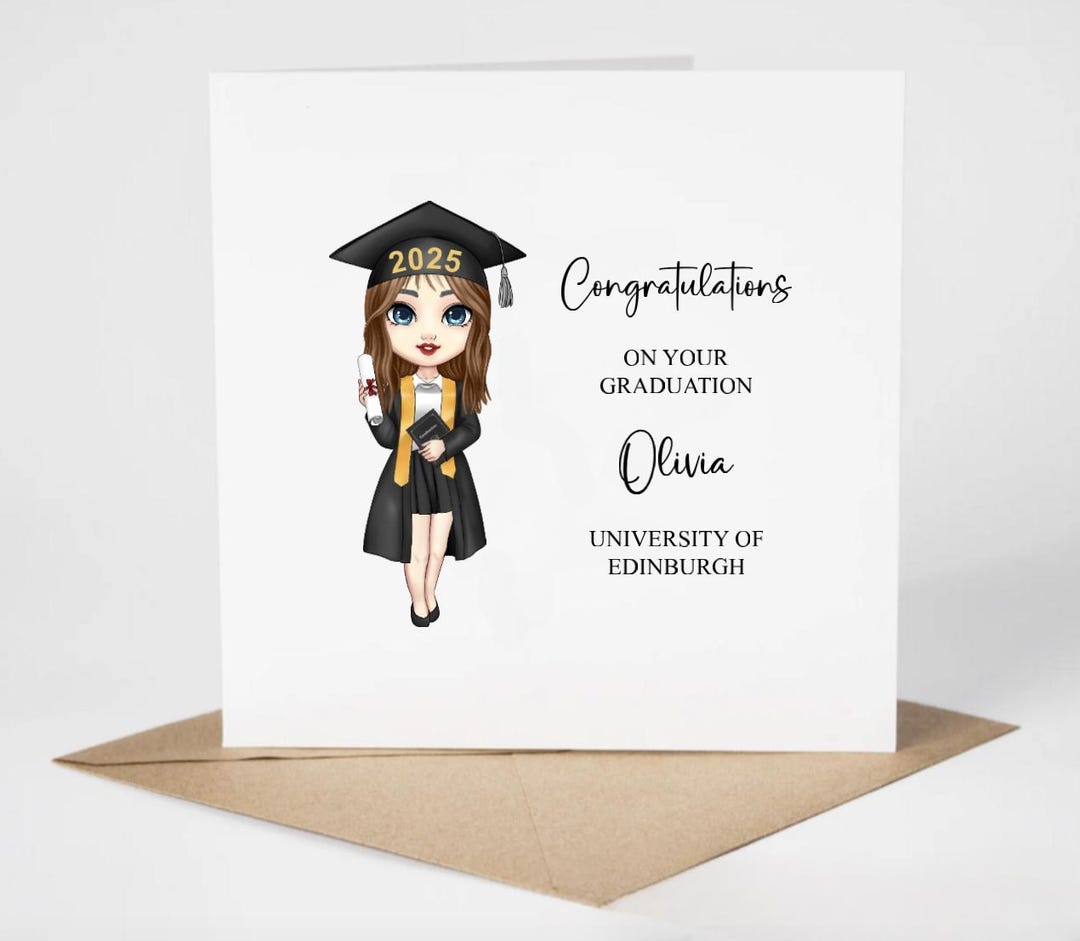 Personalised Graduation Custom Caricature Card, University Graduate ...