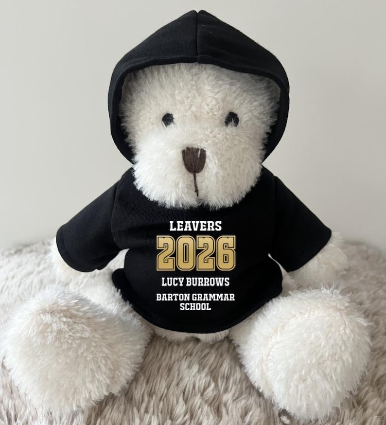 Personalised Leavers 2026 Hoodie Bear, Class of 2026 Keepsake Teddy ...