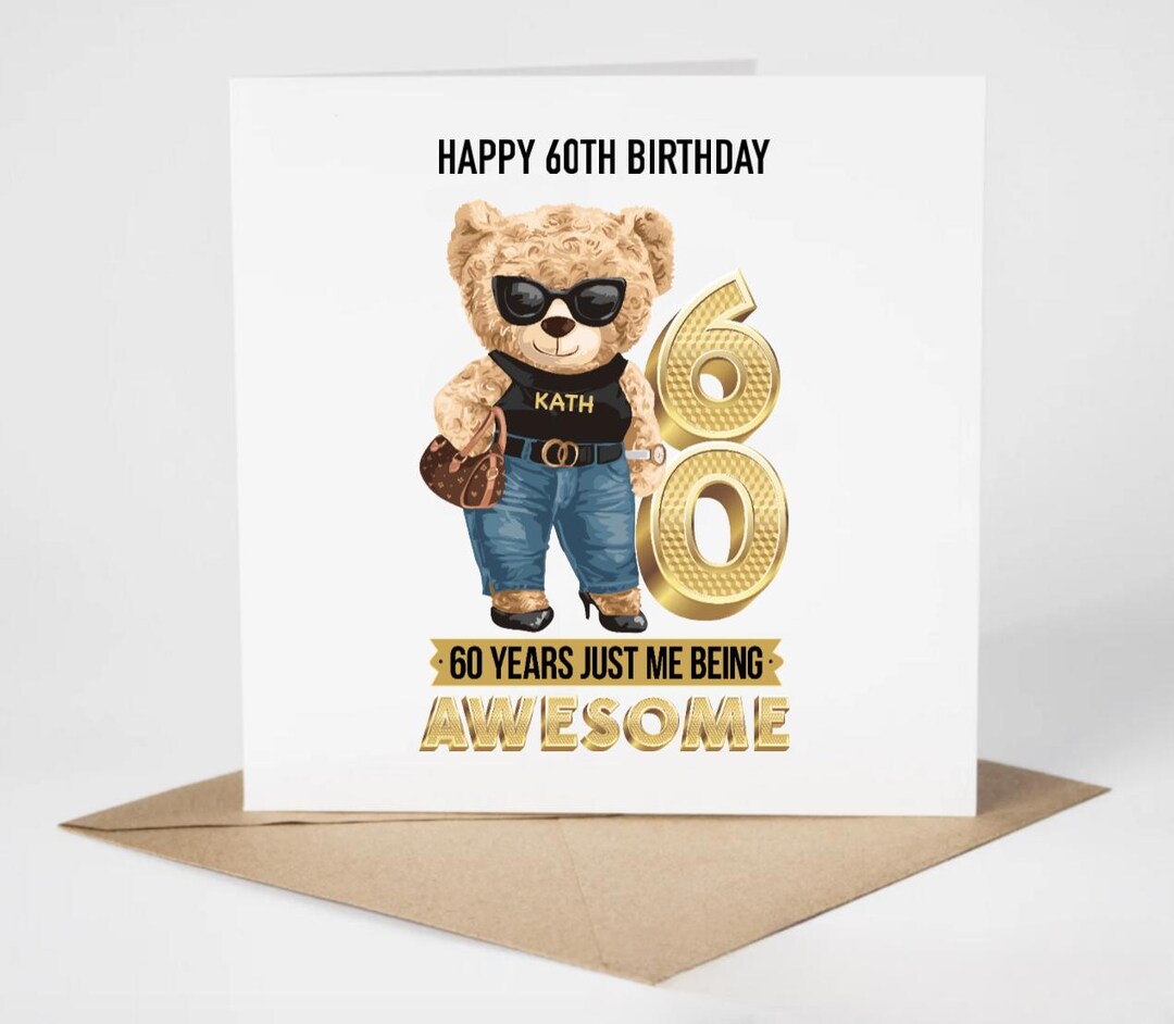 Personalised 60th Birthday Card, Designer Ladies Fun Milestone Sixty ...