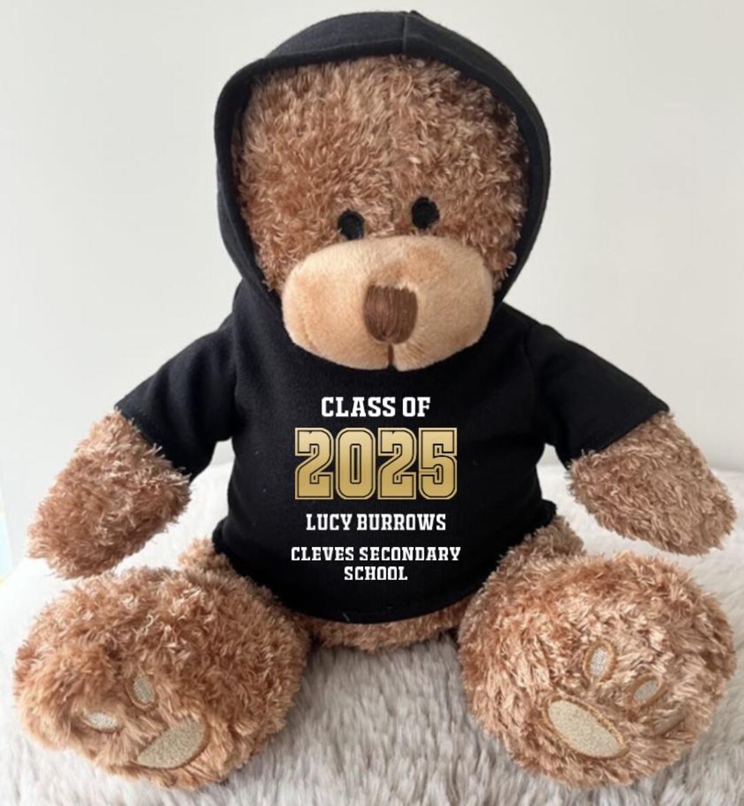 Personalised Leavers 2025 Hoodie Bear, Class of 2025 Keepsake Teddy ...