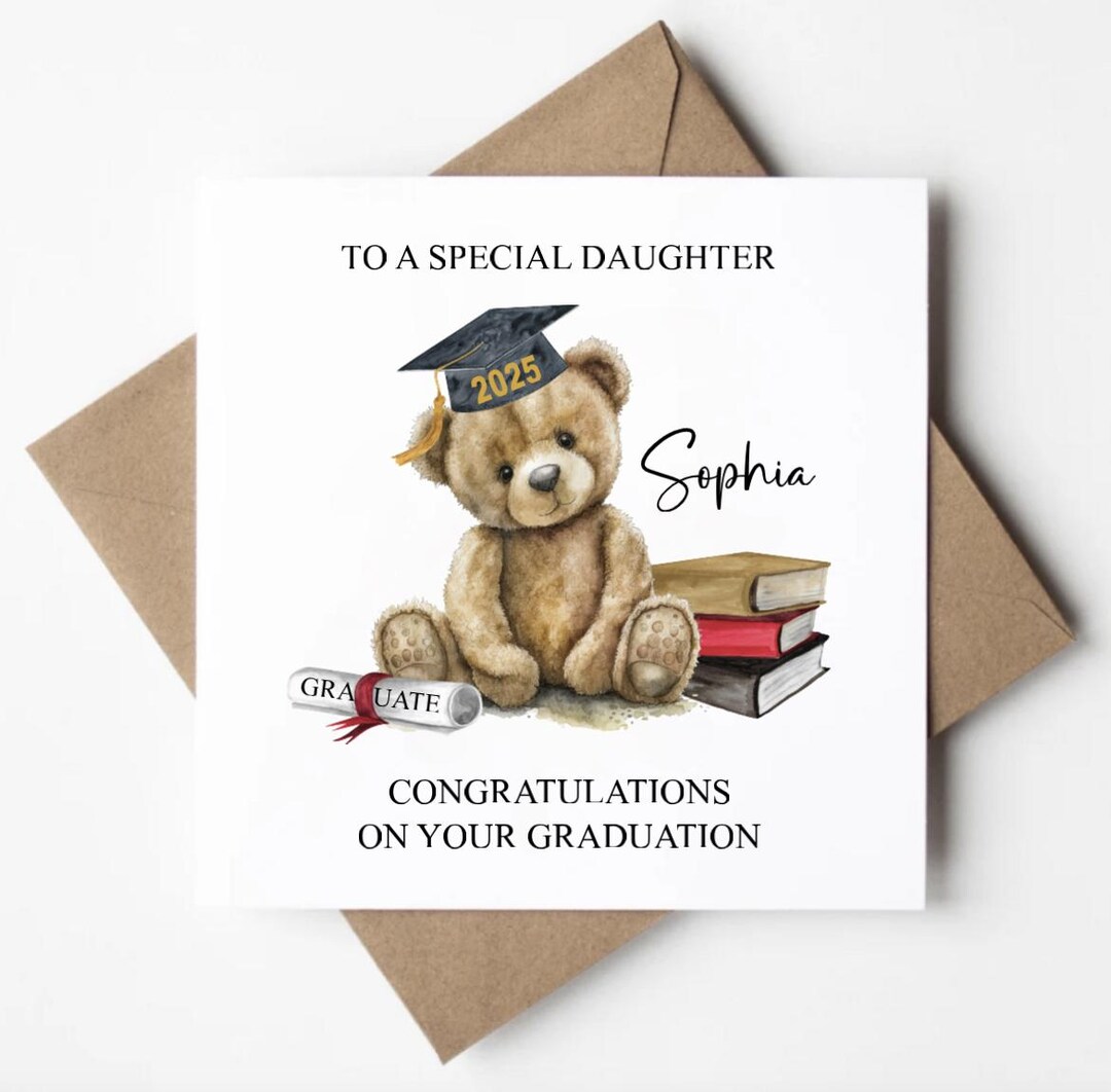 Personalised Graduation Card, Graduate Teddy Bear Card, University Son ...