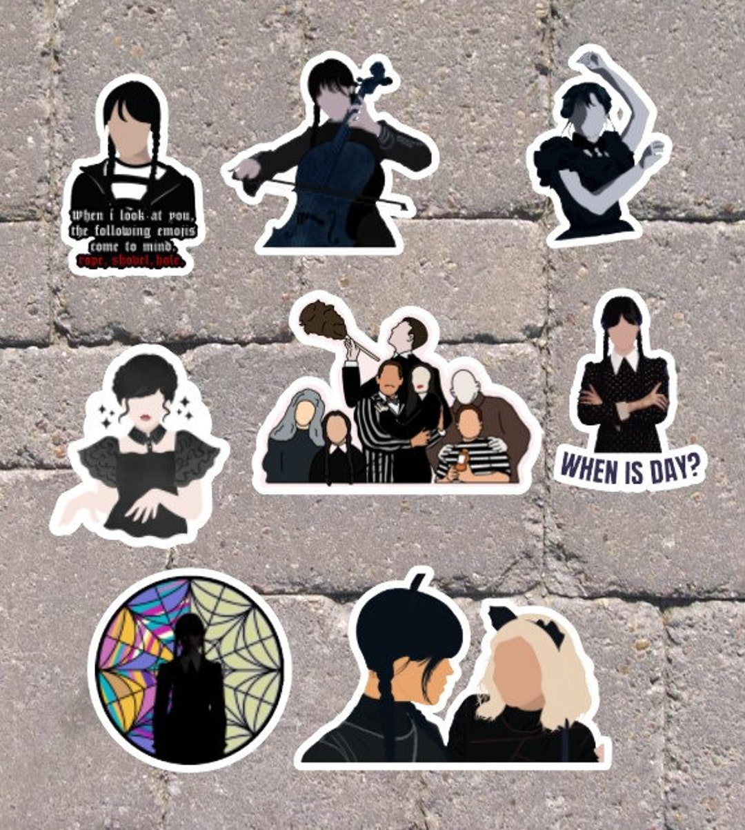 Wednesday Inspired Sticker Pack #2waterproof Vinyl Sticker,2.5 High - Etsy