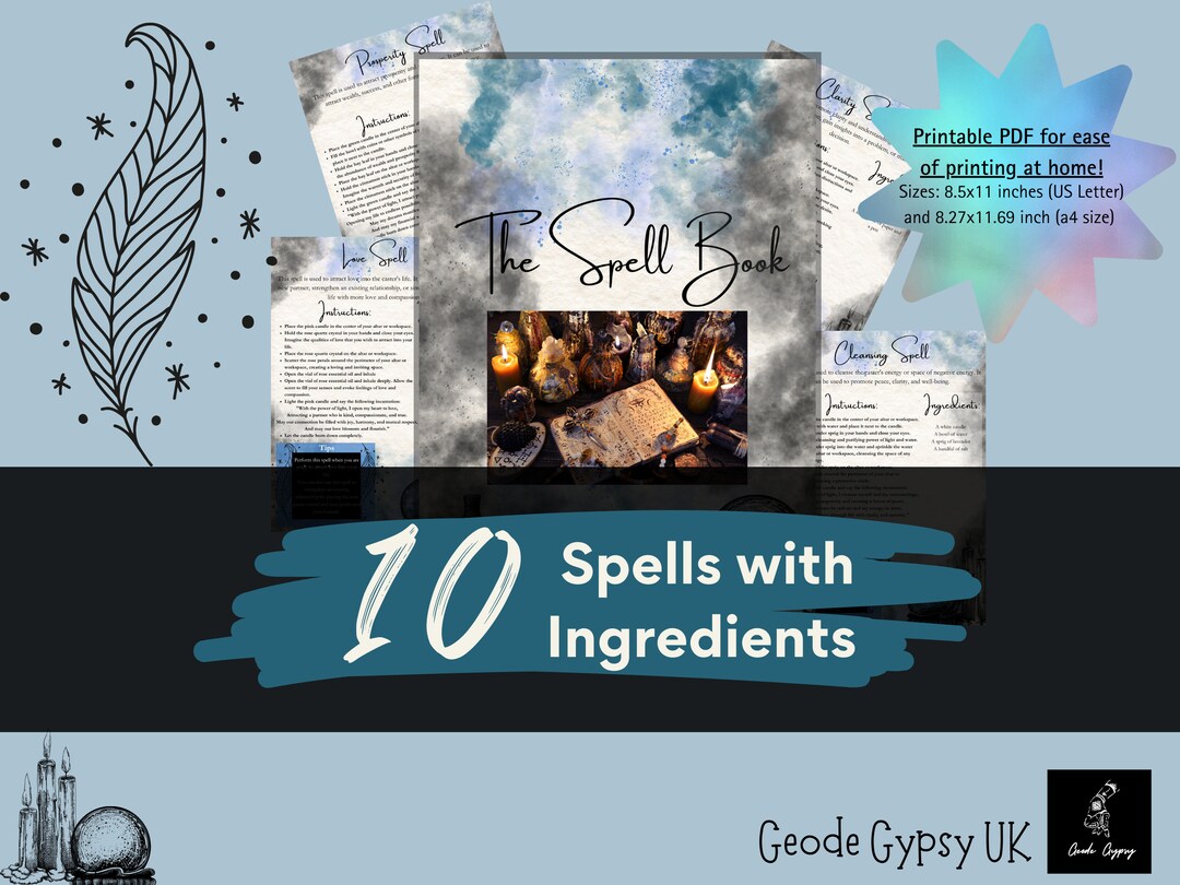 The Spell Book, Printable PDF Download, Grimoire Pages, Spell Work ...