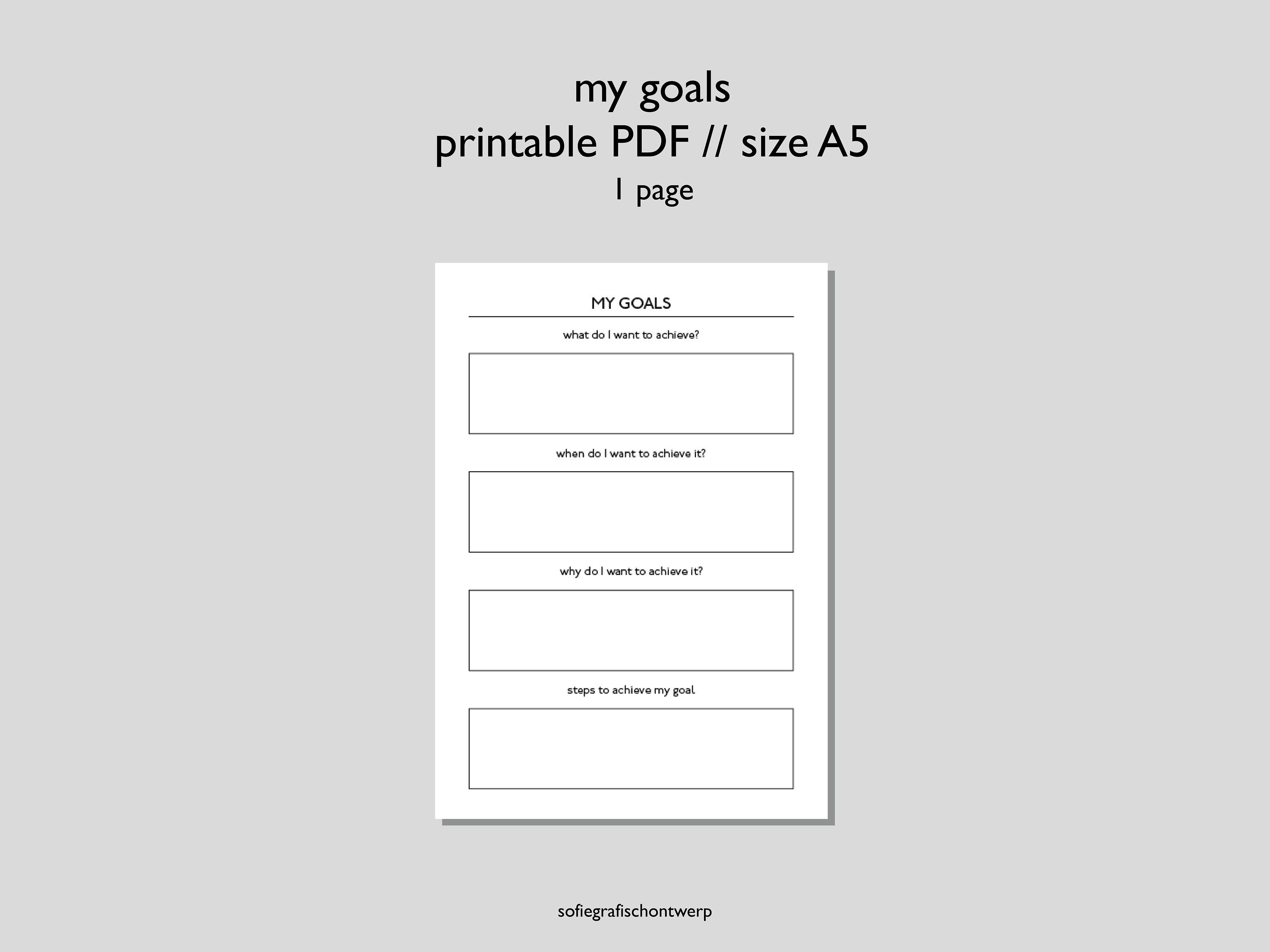 My Goals, Printable A5, Achieve Your Goals Planner - Etsy