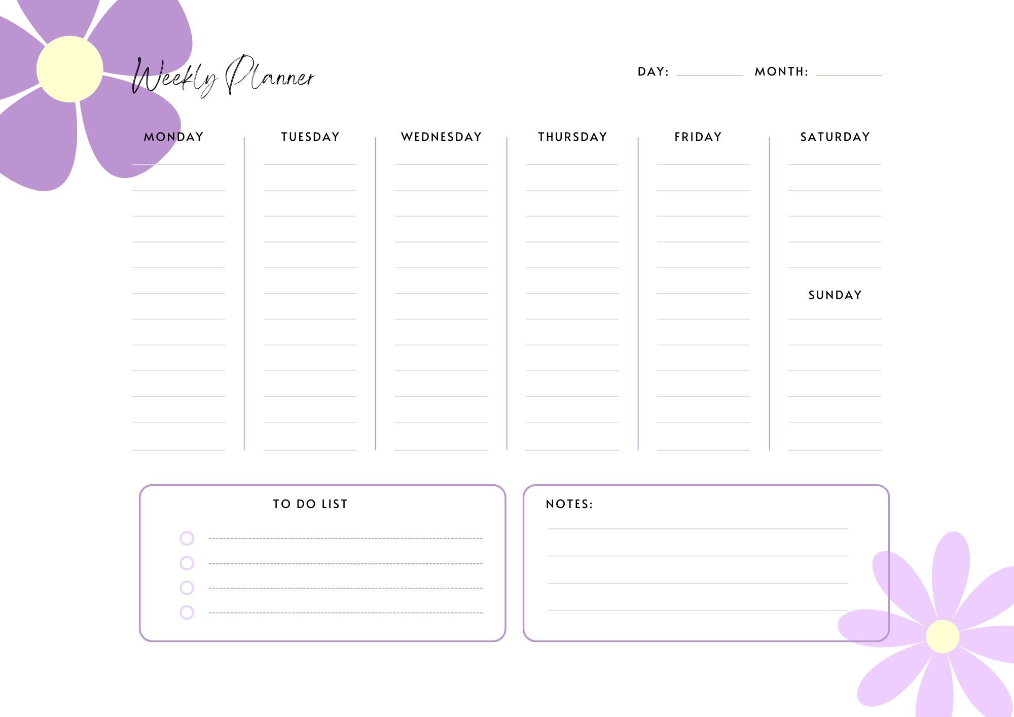 Weekly Planner, A4 Size, Landscape Planner, Printable PDF, Instant ...