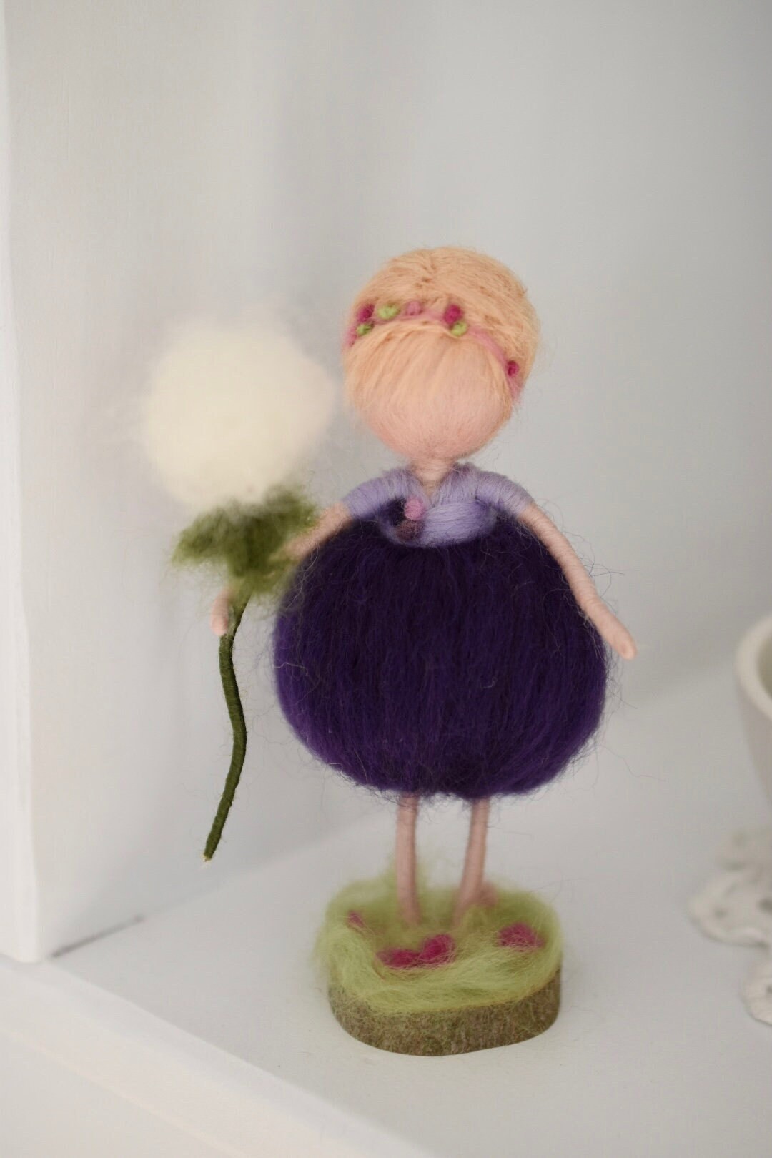 Felt Figure, Girl With Dandelion, Birthday Girl, Grimm's Ring, Plug for ...