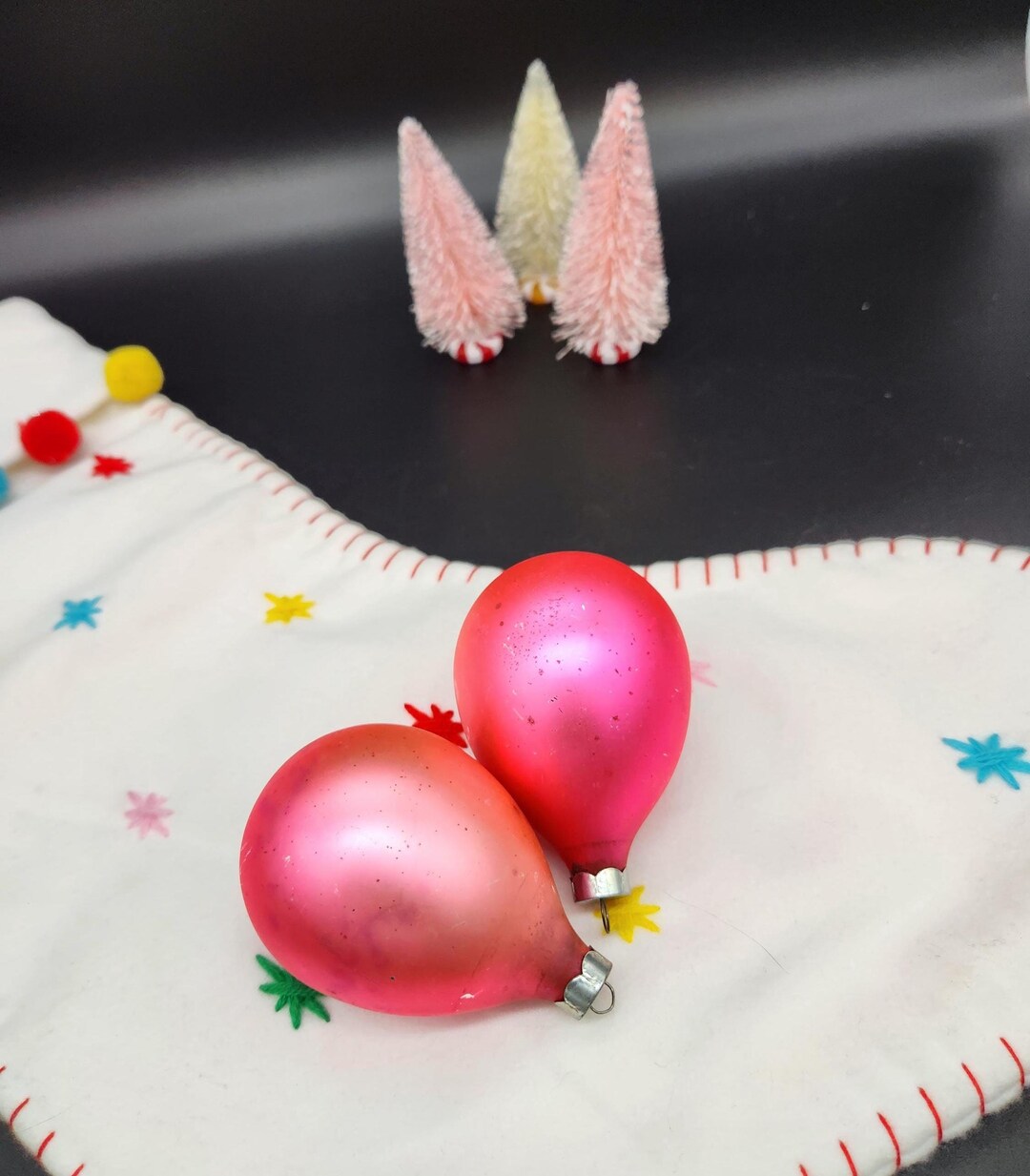 Vintage Pink Mercury Glass Teardrop Oblong Balloon Christmas Tree ...