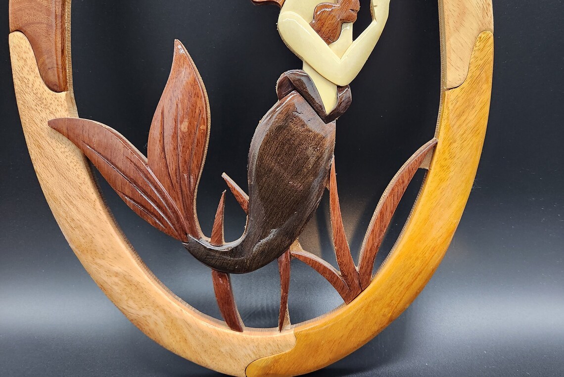 Handmade Intarsia Wood Little Mermaid 3D Wall Art, Ready to Hang - Etsy