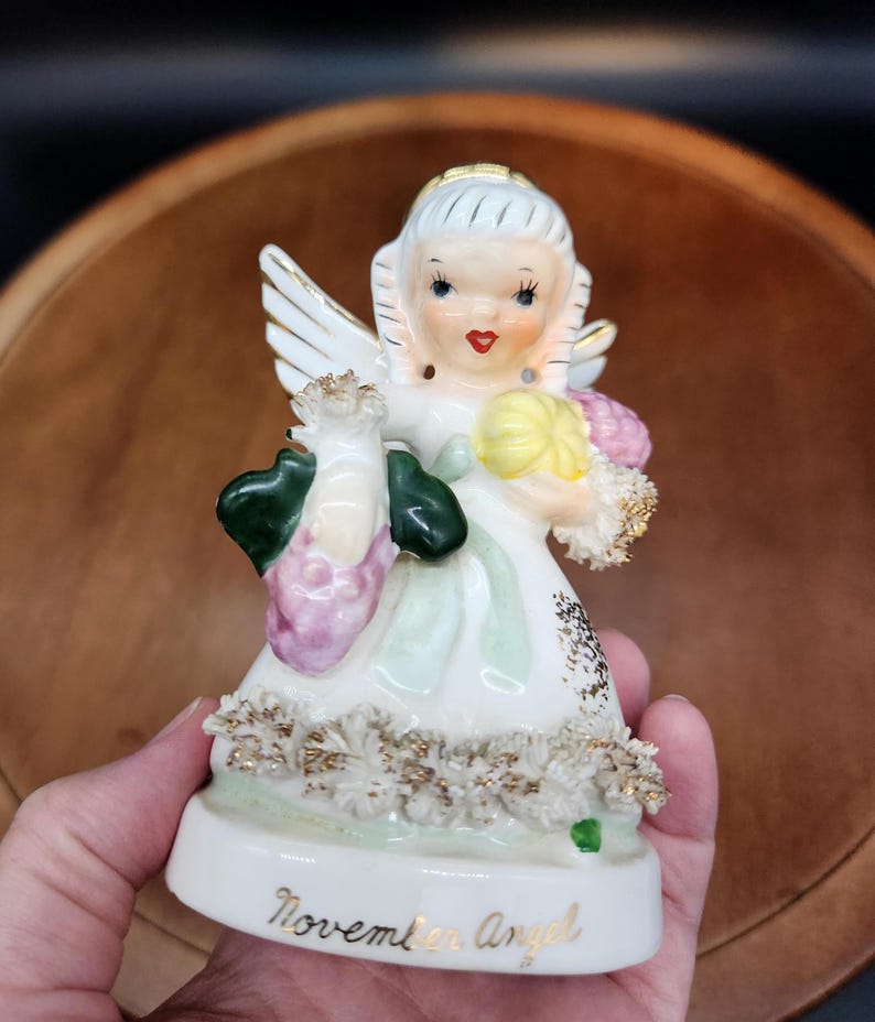 Vintage MCM November Angel Fall/winter Figurine by Napco, Spaghetti ...