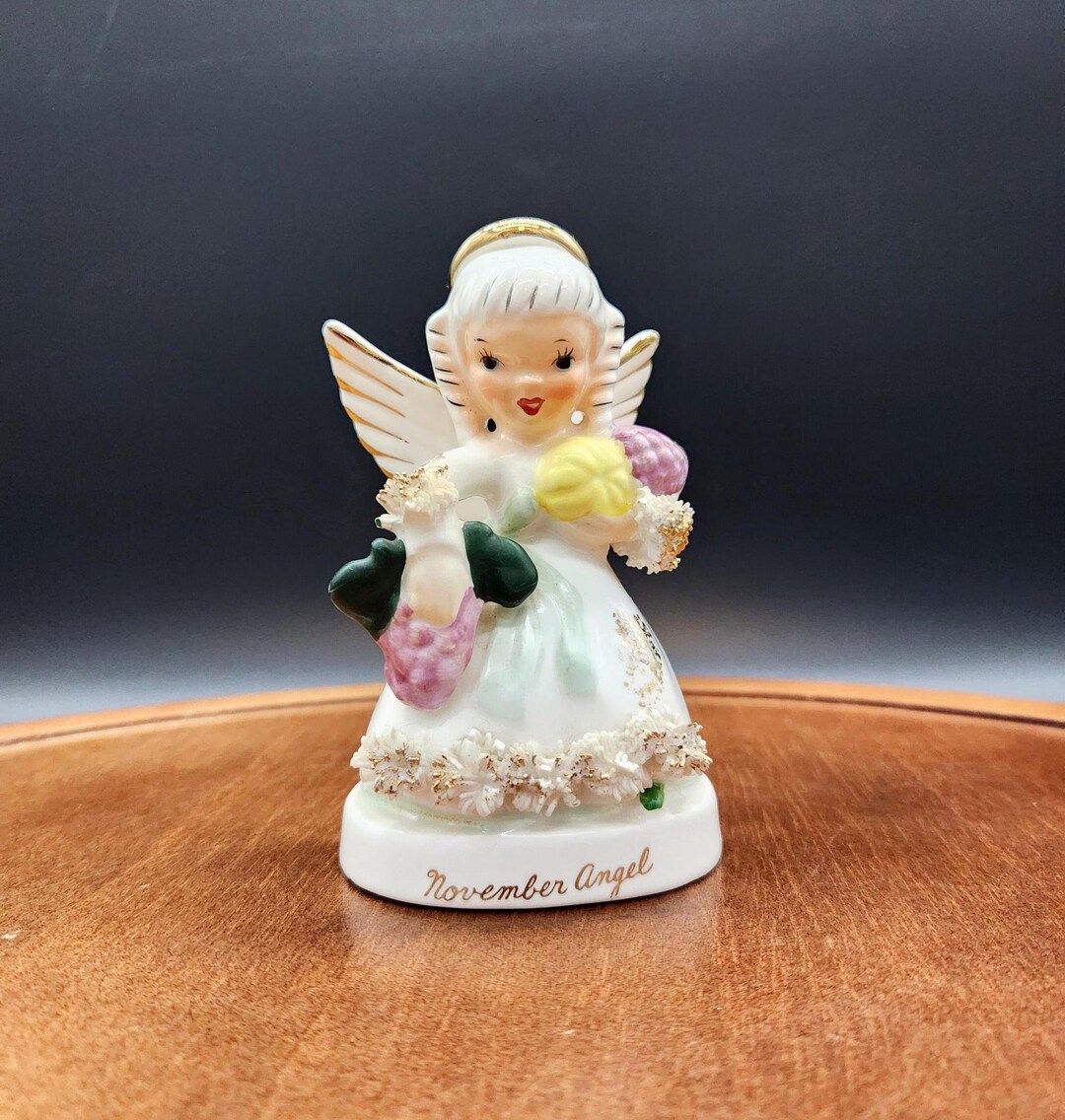 Vintage MCM November Angel Fall/winter Figurine by Napco, Spaghetti ...