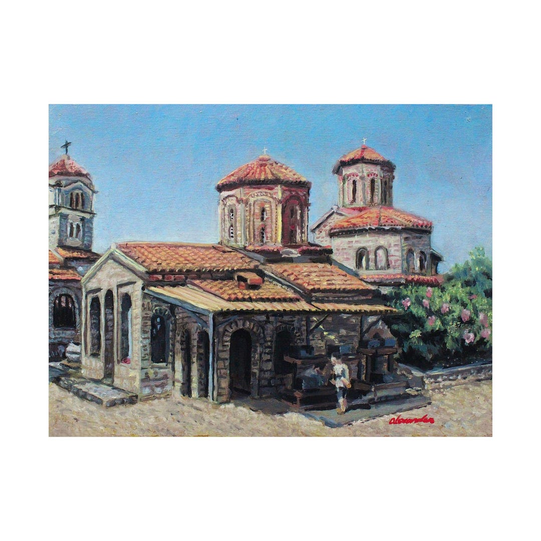North Macedonia Poster | Satin Print Mediterranean Stone Church - Etsy