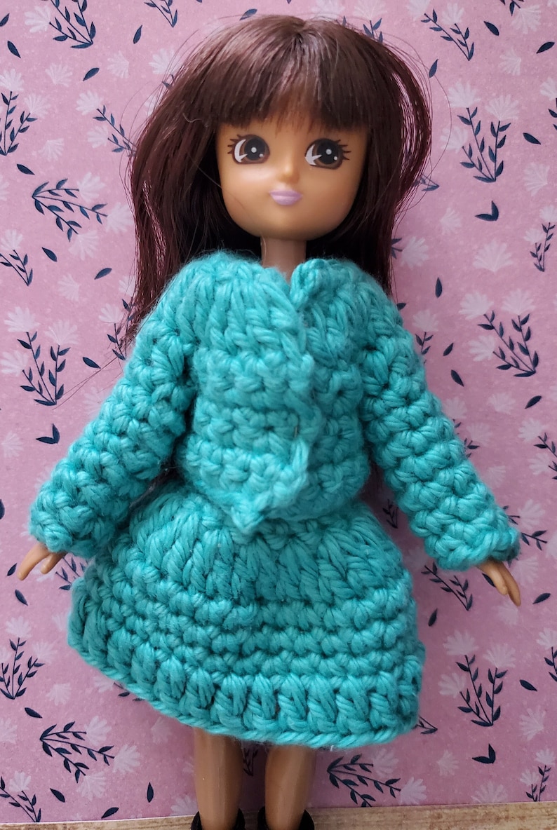 Crochet Pattern ARKLU Lottie Doll SWEATER Cardigan Cotton Yarn for 7 1/ ...