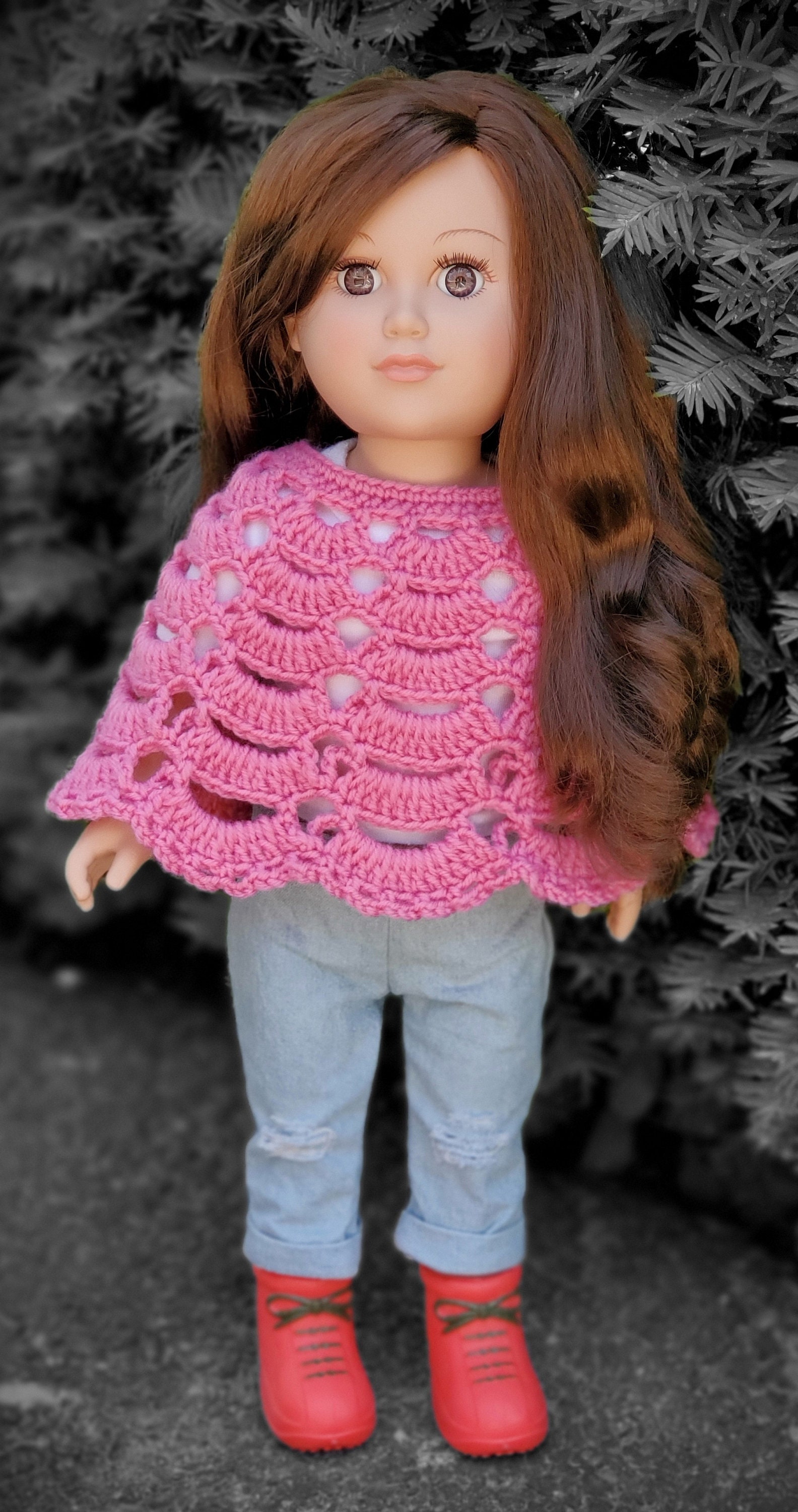 Crochet Pattern 18 Inch Doll Poncho Cape With Schematic (PDF Pattern ...