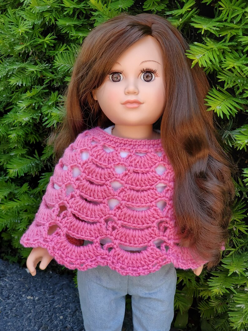 Crochet Pattern 18 Inch Doll Poncho Cape With Schematic (PDF Pattern ...