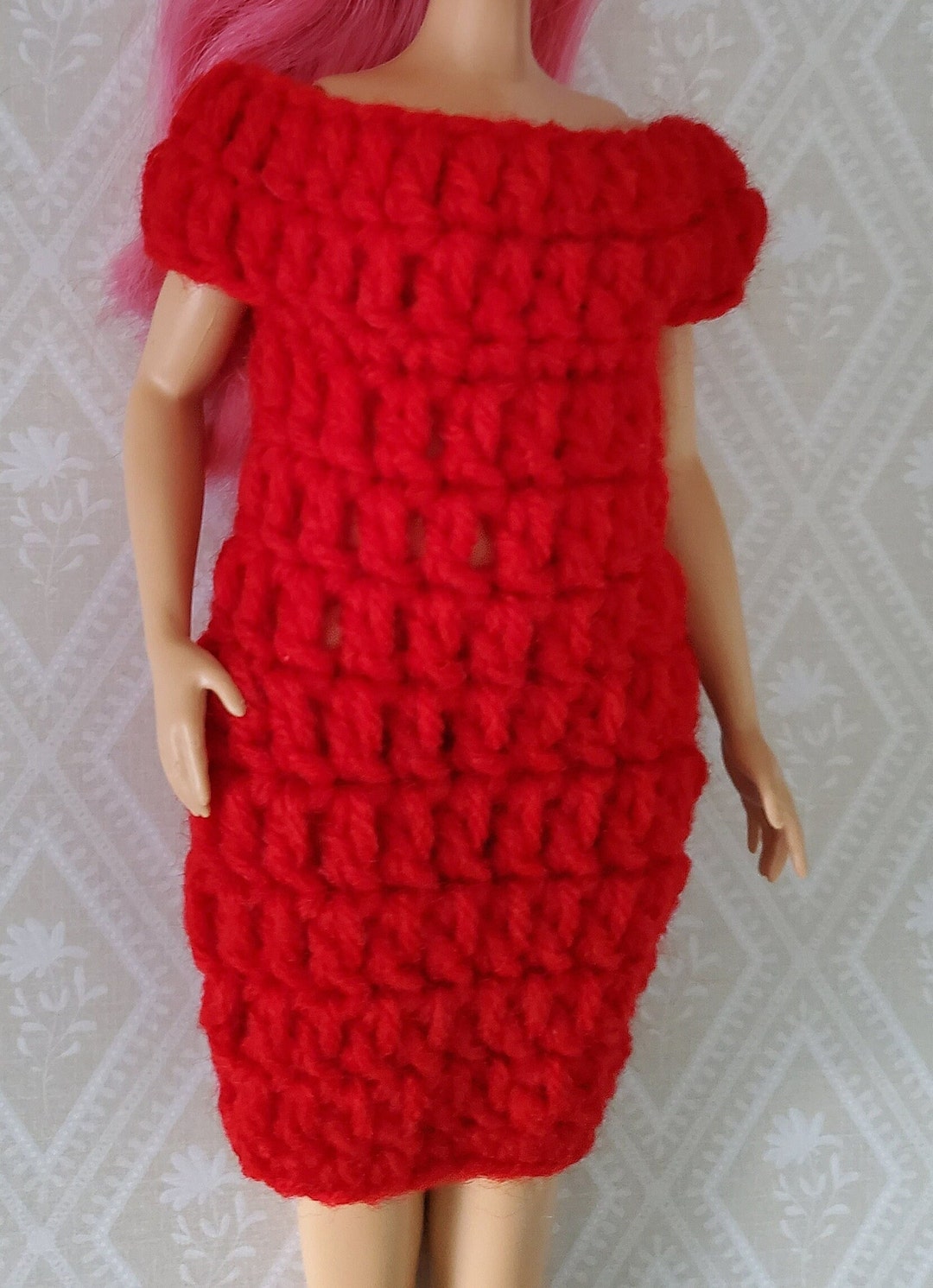For Beginners Crochet Pattern DIY Red DRESS Acrylic for Curvy 11.5 ...
