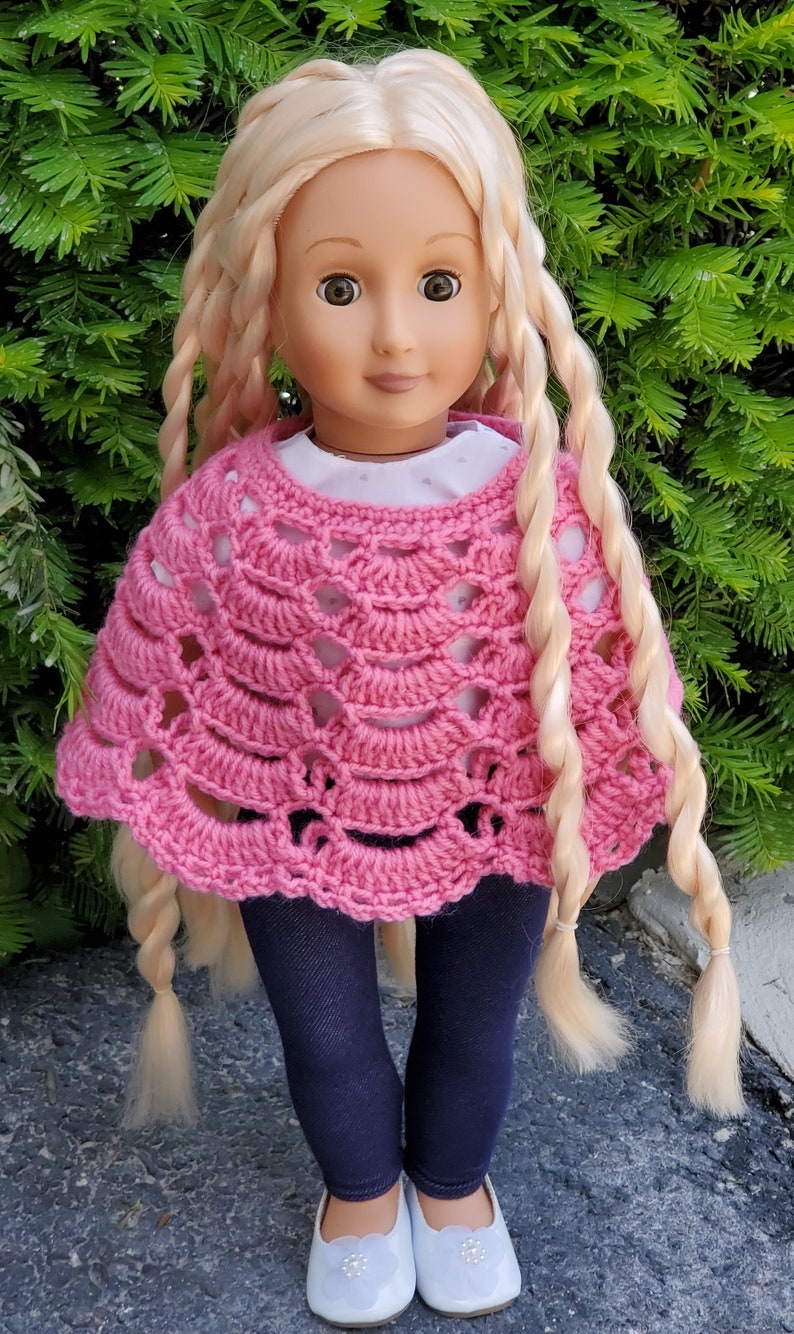 Crochet Pattern 18 Inch Doll Poncho Cape With Schematic (PDF Pattern ...