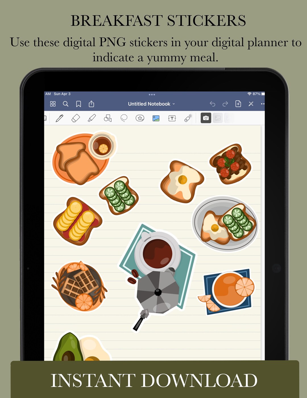 Printable PNG Stickers, Stickers for Goodnotes, Modern and Minimalistic ...
