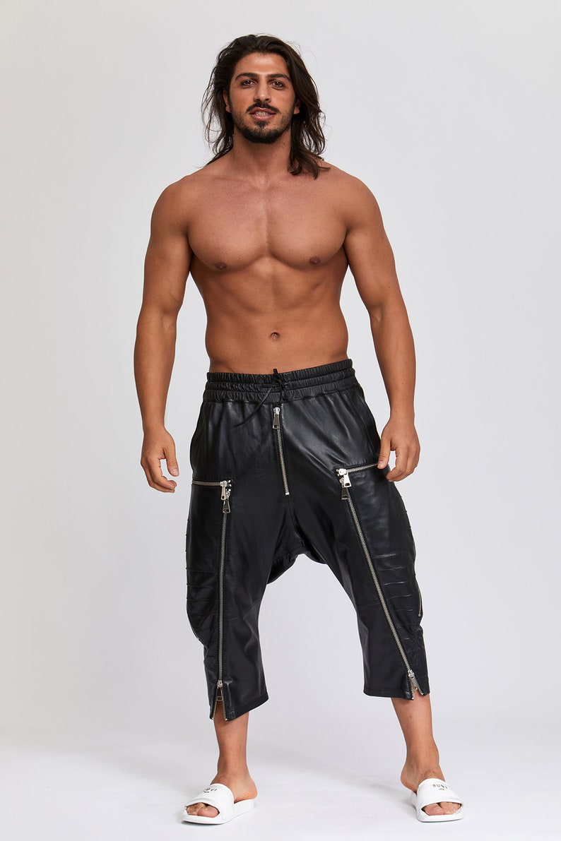 Suvi NYC Men's Lambskin Leather Capri Pants: Turkish Design - Etsy