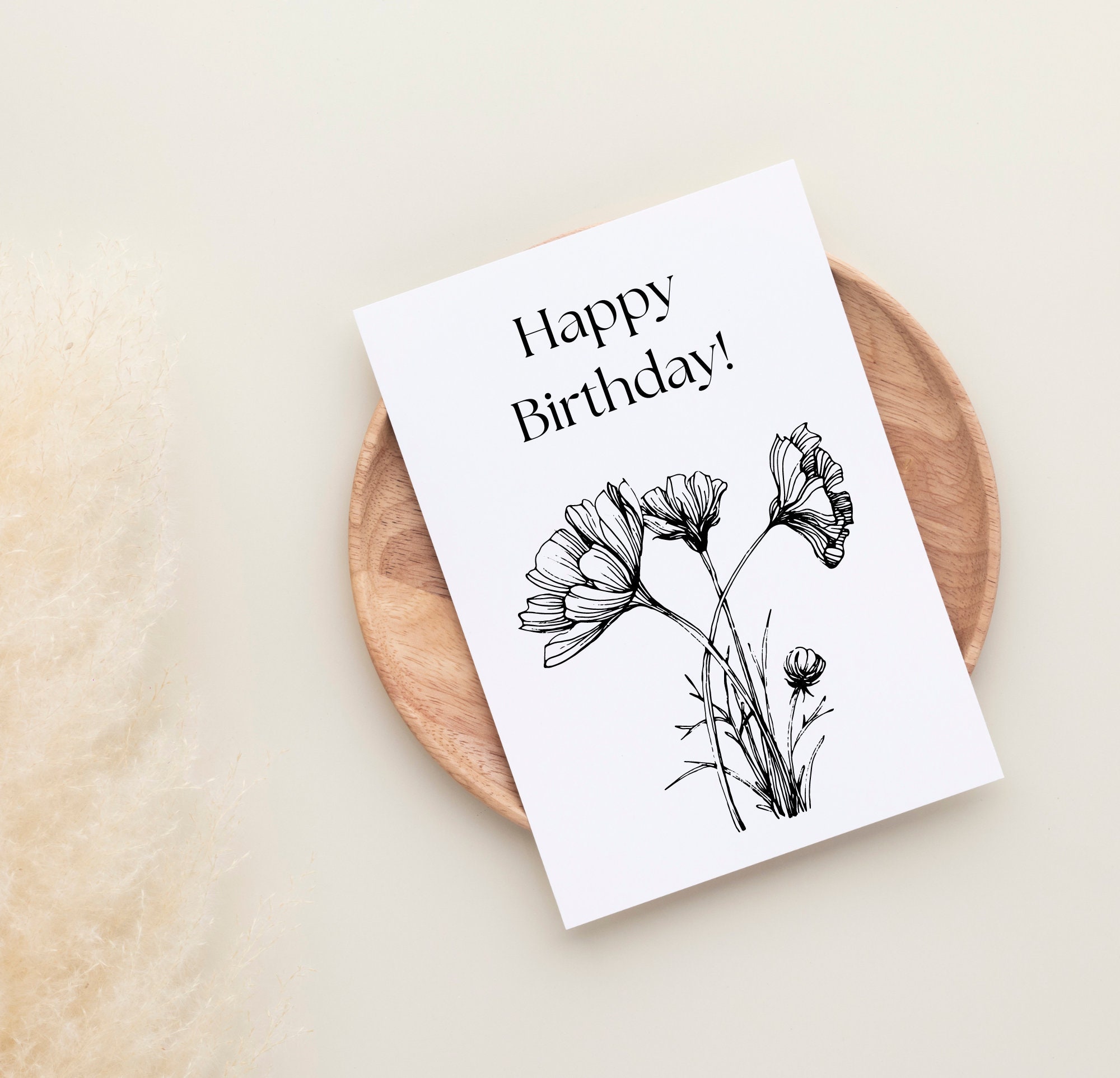 Printable Card | Happy Birthday 5x7 Floral Design Card VI | Instant ...