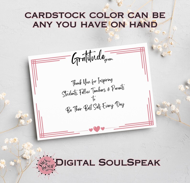 Printable Cards | Gratitudegram 5.5x4.25 Set of 4 CIX-XII | Teacher ...