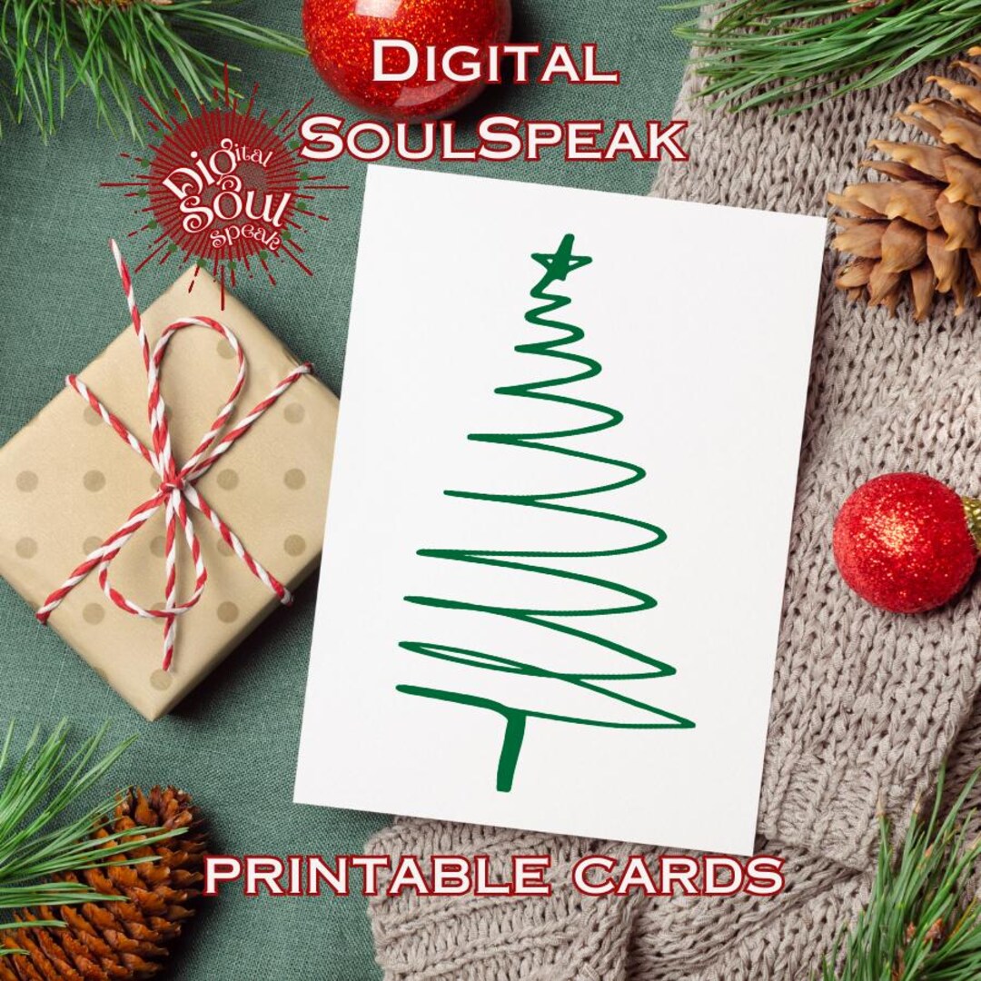 Green Christmas Card | Printable Card | Happy Holidays 5x7 Portrait ...