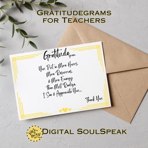 Printable Card | Gratitudegram 5.5x4.25 CII | Thank You Note | Teacher ...
