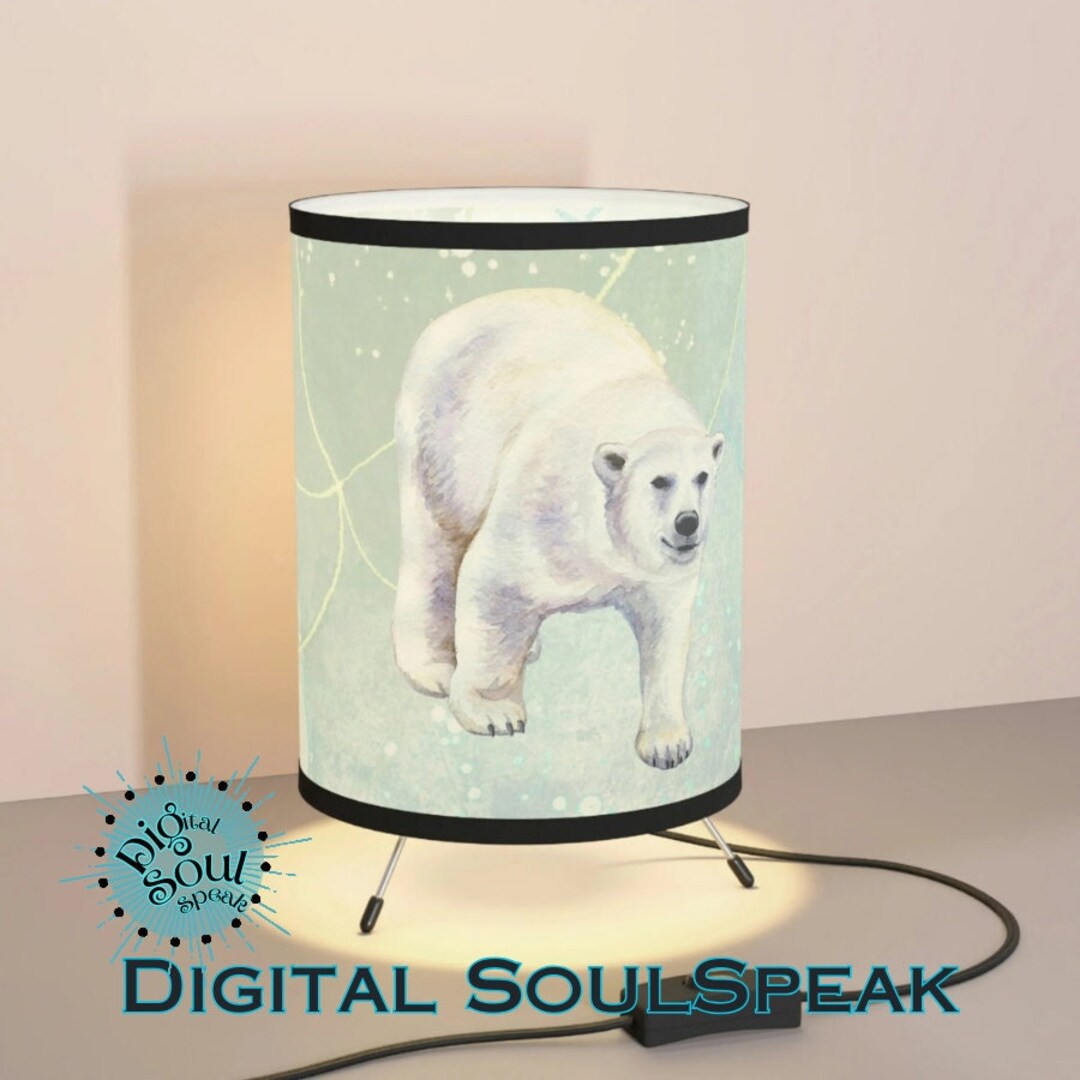 Tripod Lamp With High-res Printed Shade | Polar Bear Beauty 1 | USCA ...