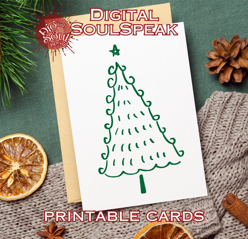 Green Christmas Card | Printable Card | Happy Holidays 5x7 Portrait ...
