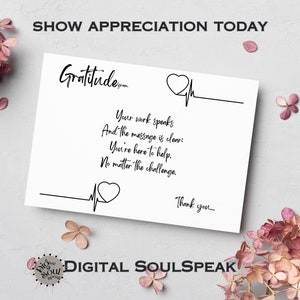 Printable Card | Gratitudegram 5.5x4.25 Printable Card I | Thank You ...