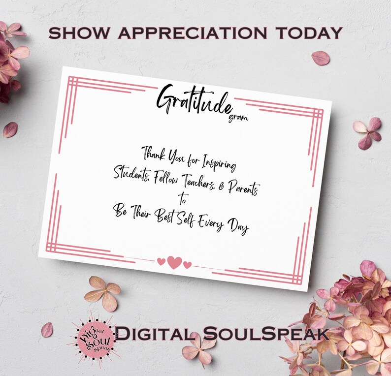 Printable Card | Gratitudegram 5.5x4.25 CXII | Thank You Note | Teacher ...