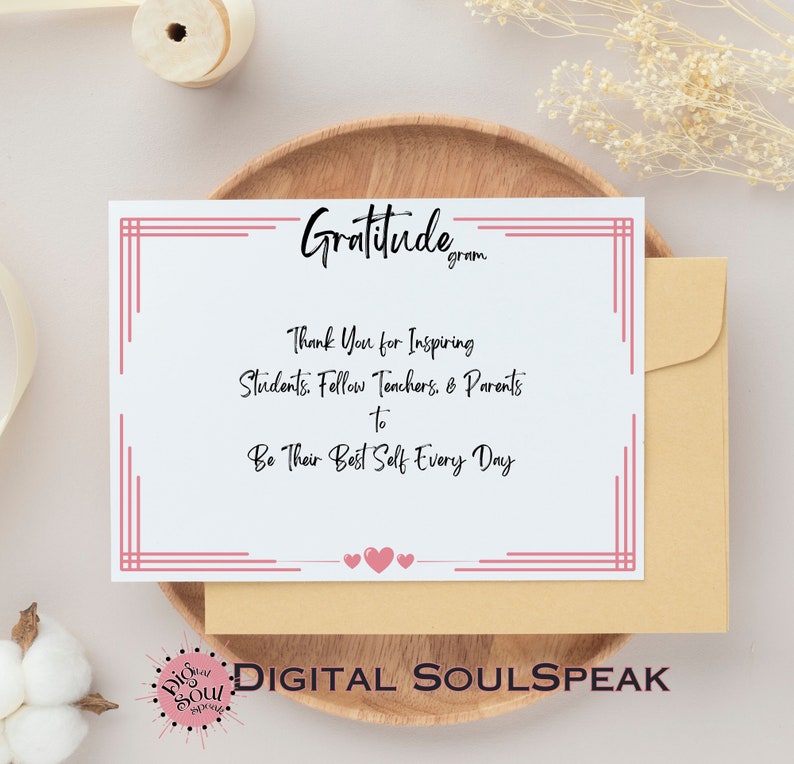 Printable Card | Gratitudegram 5.5x4.25 CXII | Thank You Note | Teacher ...