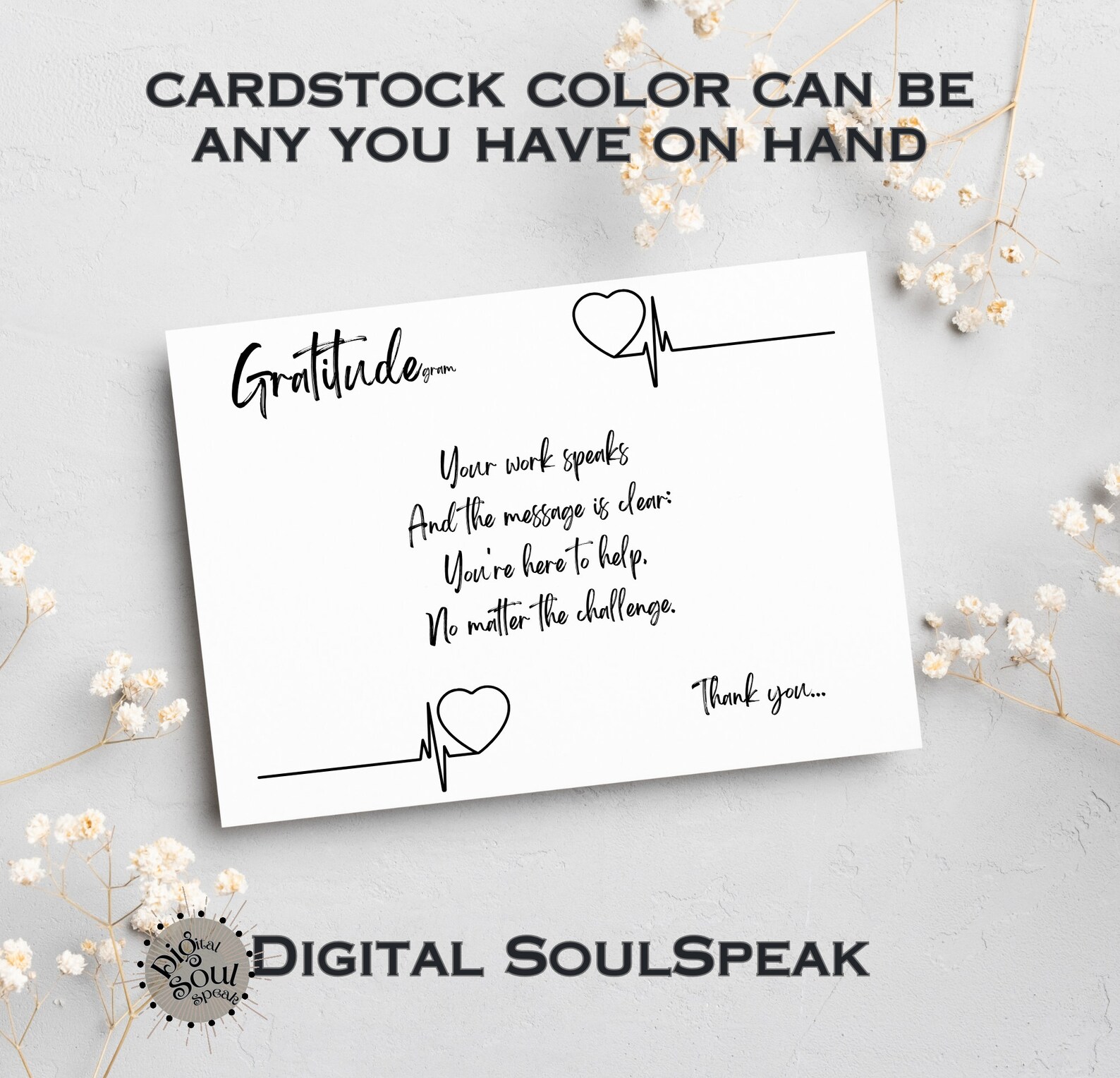 Printable Card | Gratitudegram 5.5x4.25 Printable Card I | Thank You ...