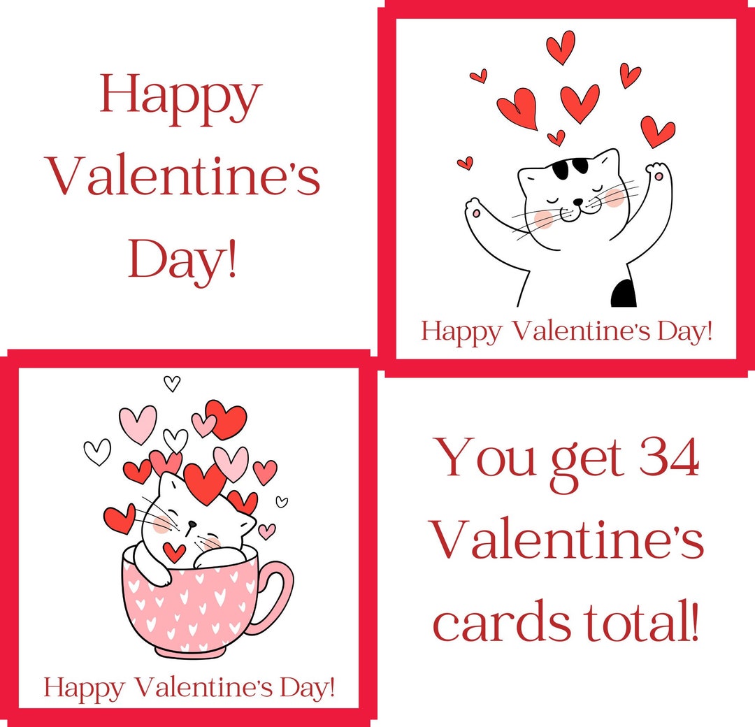 Mini Valentine's for Kids, Adorable 4x4 Cards for Valentine's Day With ...