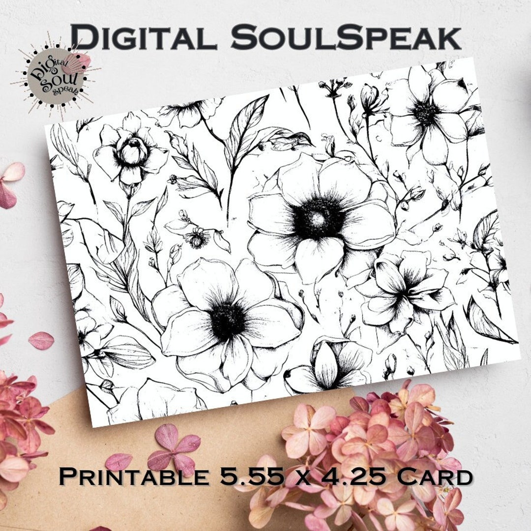 Printable Card | Blank Inside | 5.5 X 4.25 Printable Card VII - Etsy