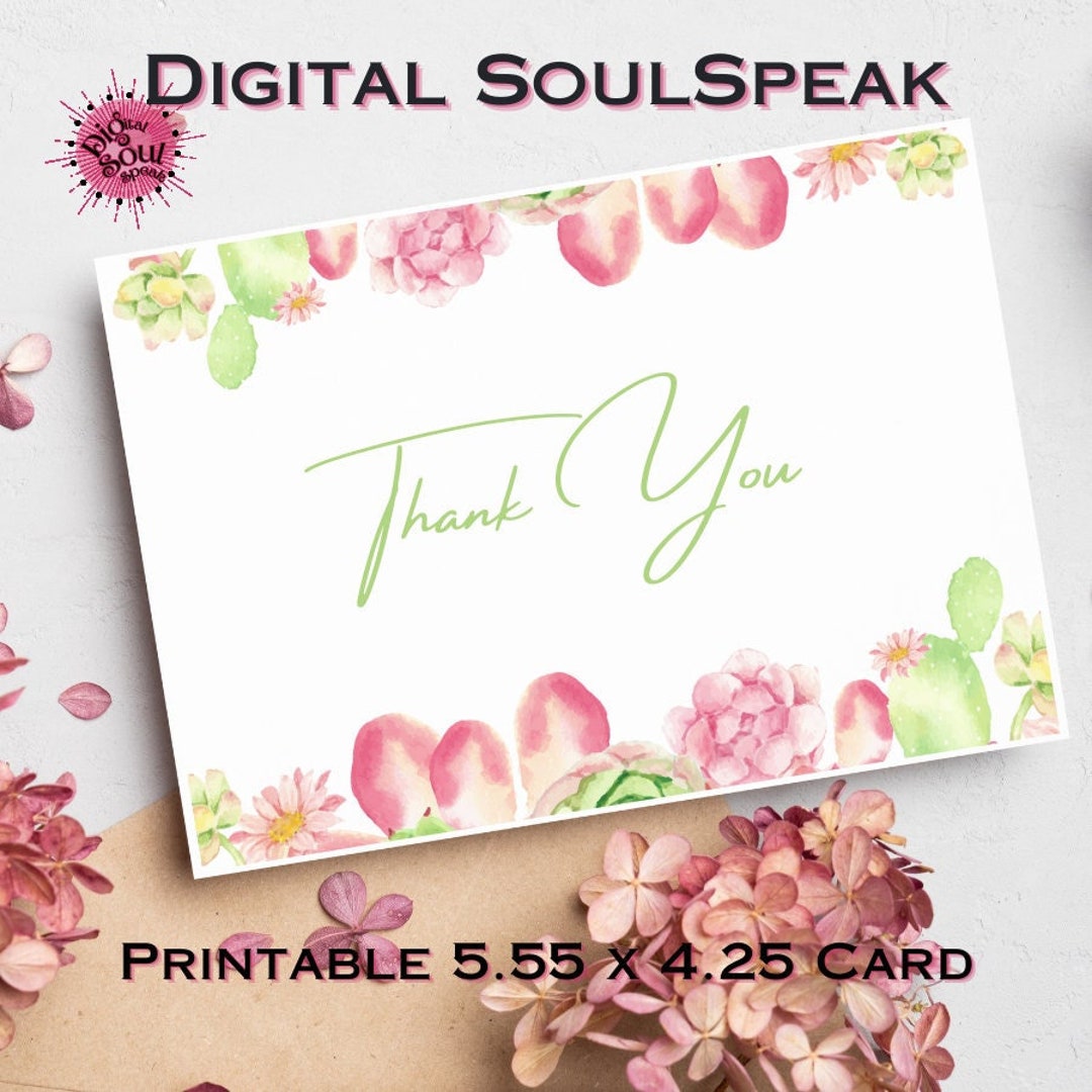 Thank You Card | Blank Inside | 5.5 X 4.25 Printable Card II - Etsy