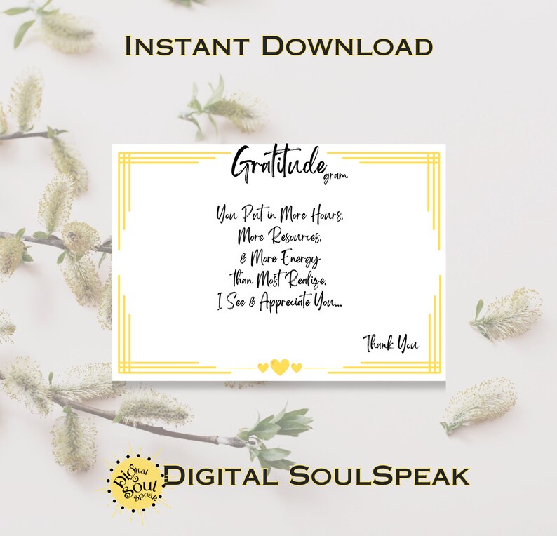 Printable Card Gratitudegram 5.5x4.25 CII Thank You Note Teacher ...