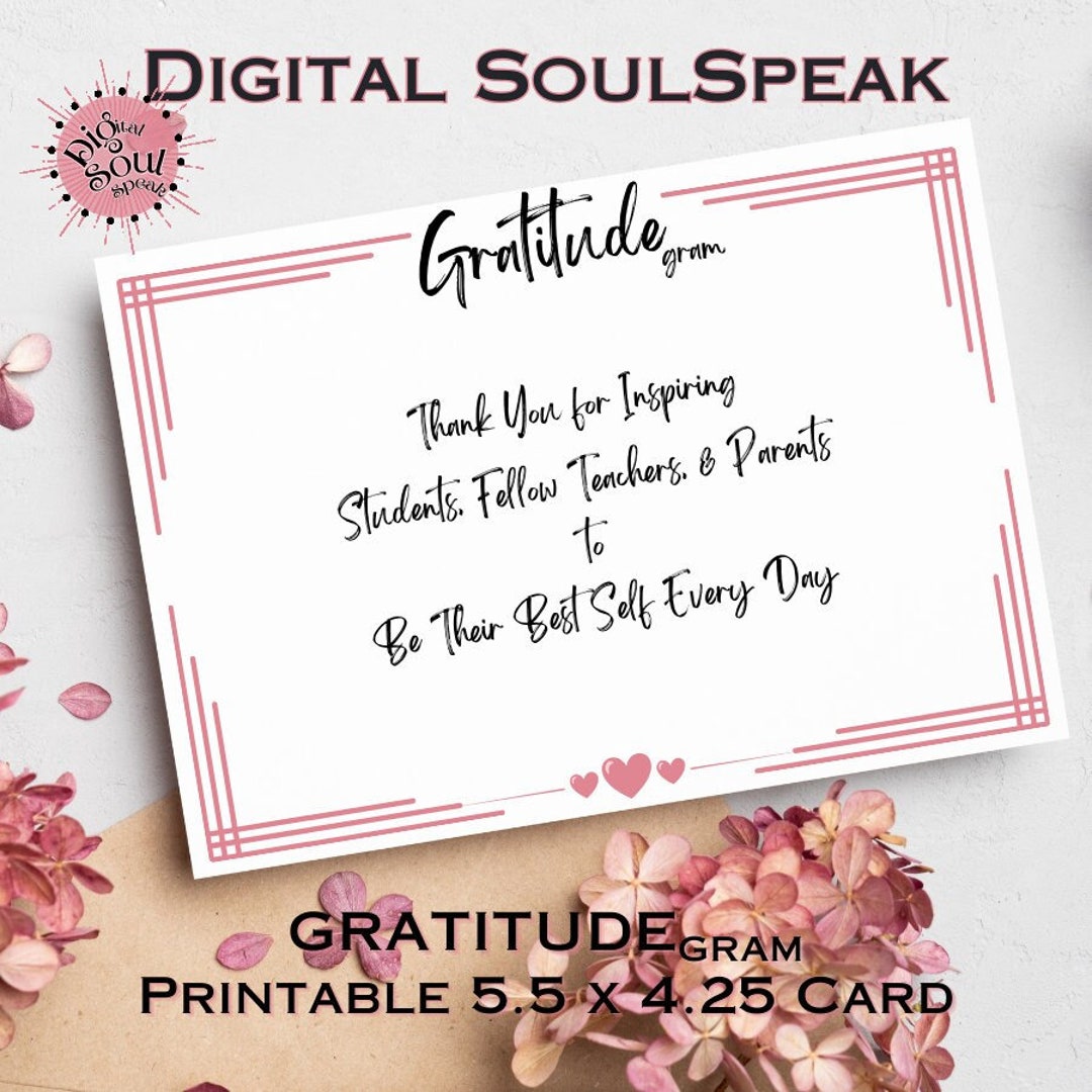 Printable Card | Gratitudegram 5.5x4.25 CXII | Thank You Note | Teacher ...